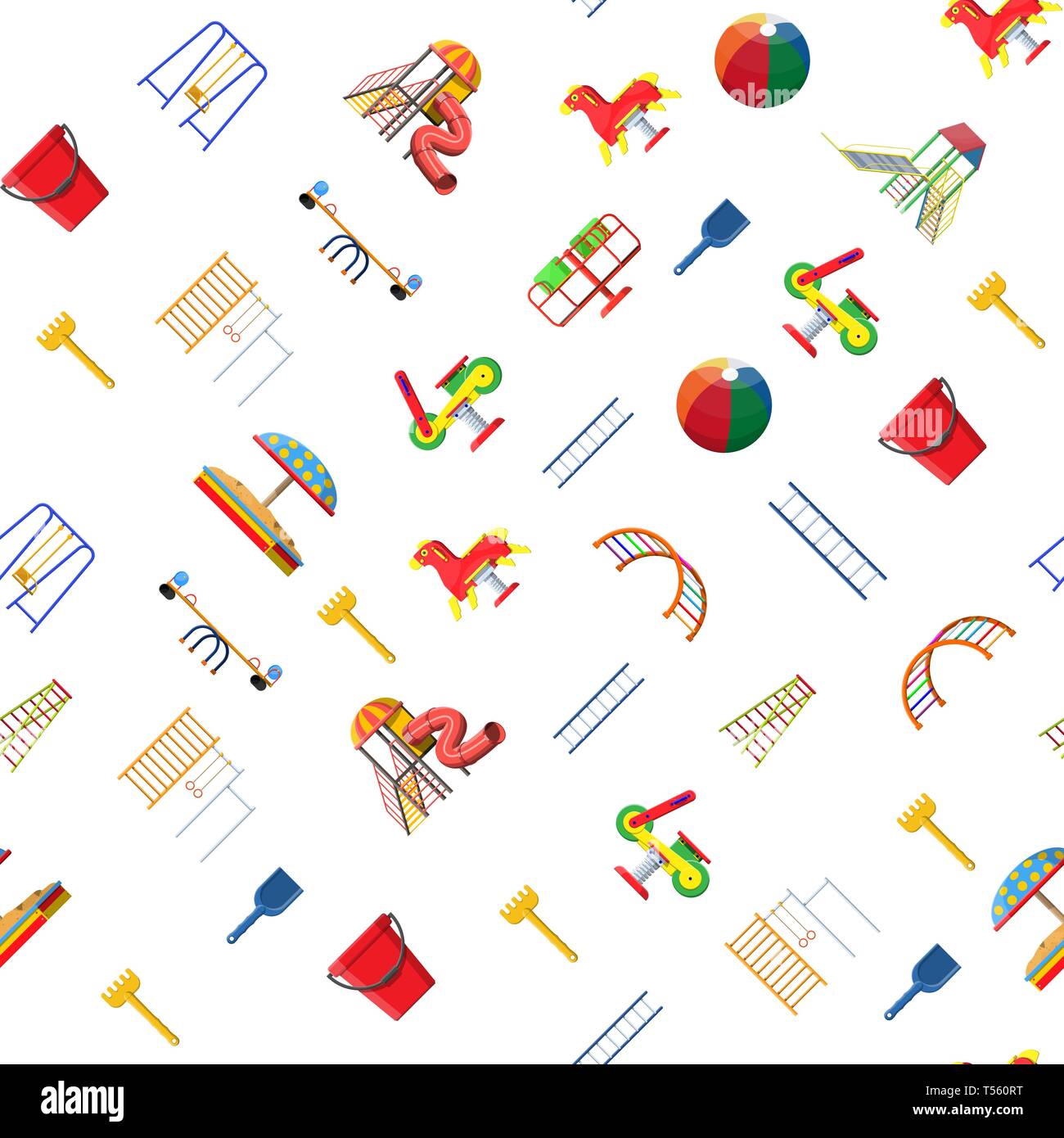 Kids playground kindergarten seamless pattern. Urban child amusement ...