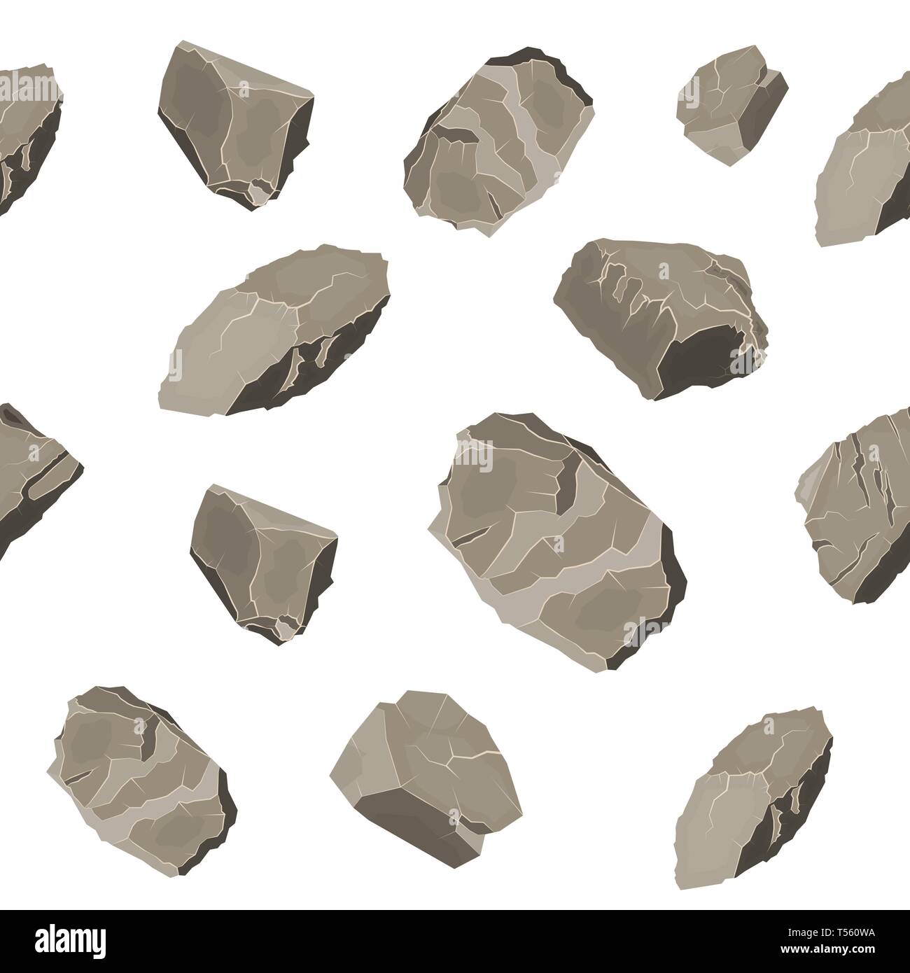 Set of rock stone seamless pattern. Stones and rocks in variuos sizes ...