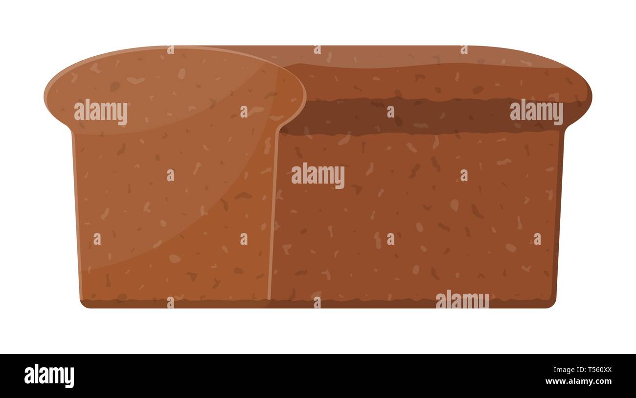 Brown bread loaf. Rye bread roll. Baked food. Bakery shop. Vector ...