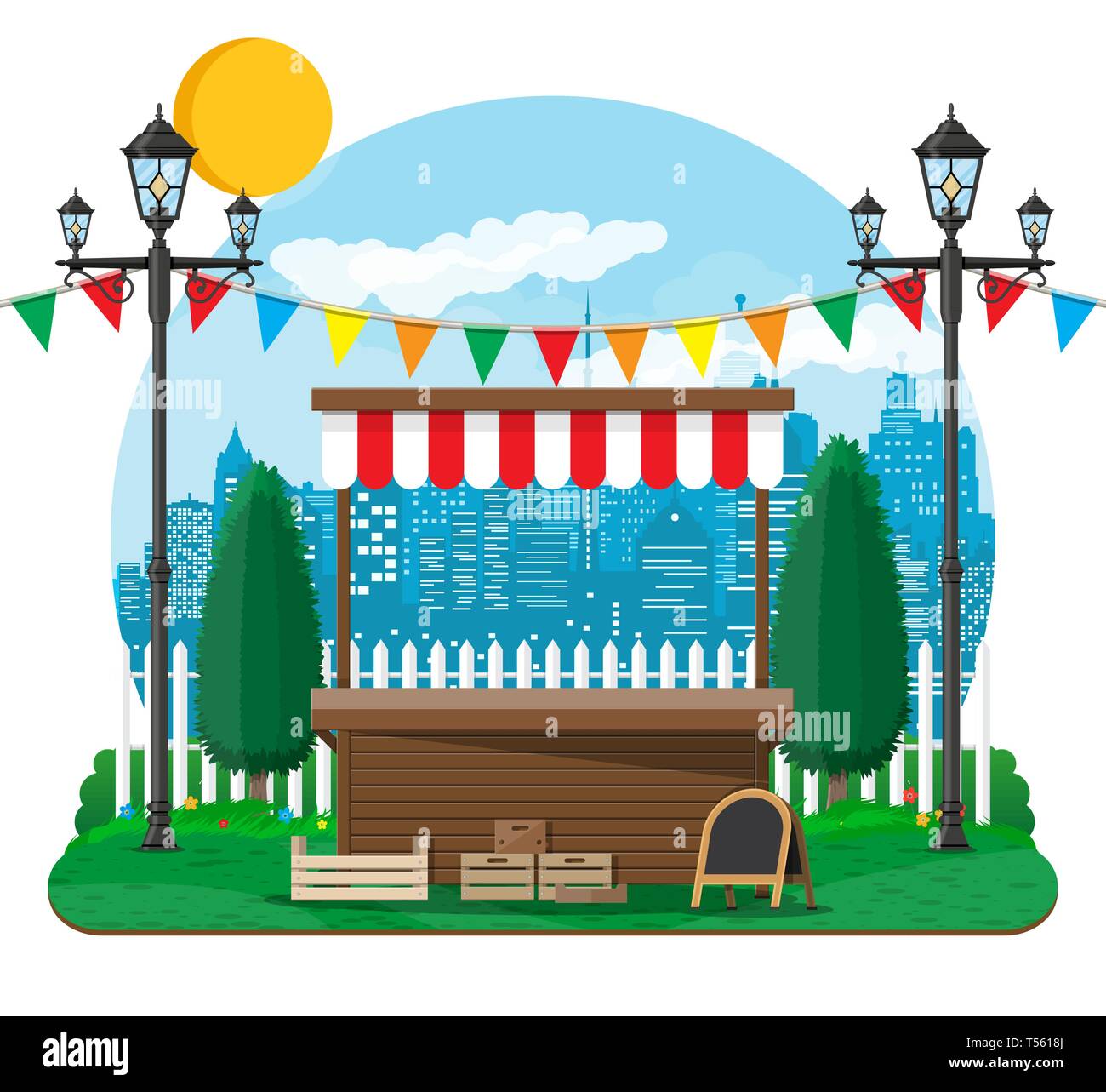 Hawker Stall Clipart Sun