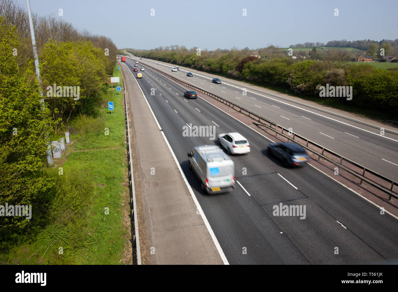 Traffic travelling northbound on the M40 motorway near Banbury ...