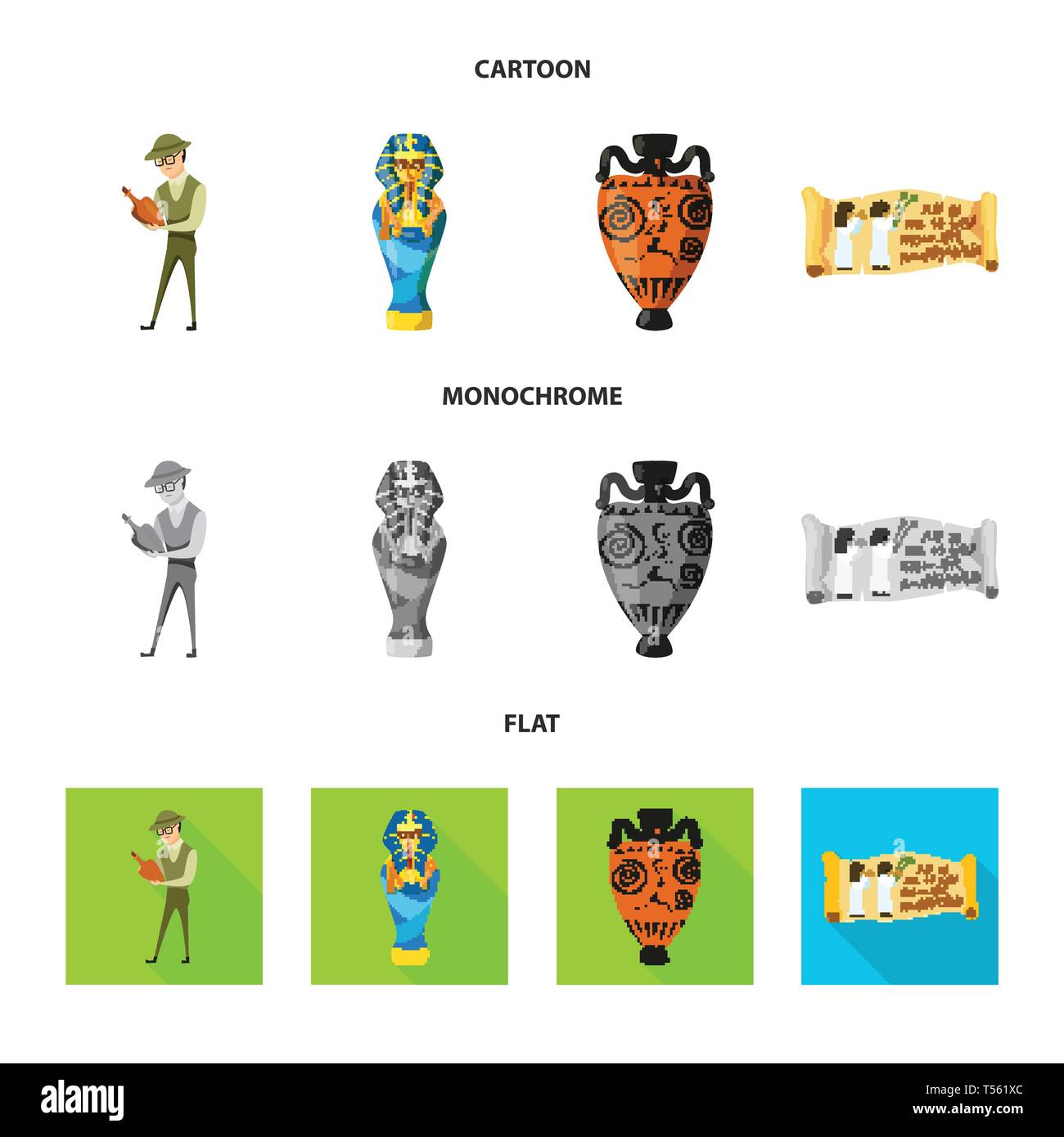 archaeologist,sarcophagus,amphora,scroll,human,pharaoh,artifact,papyrus ...