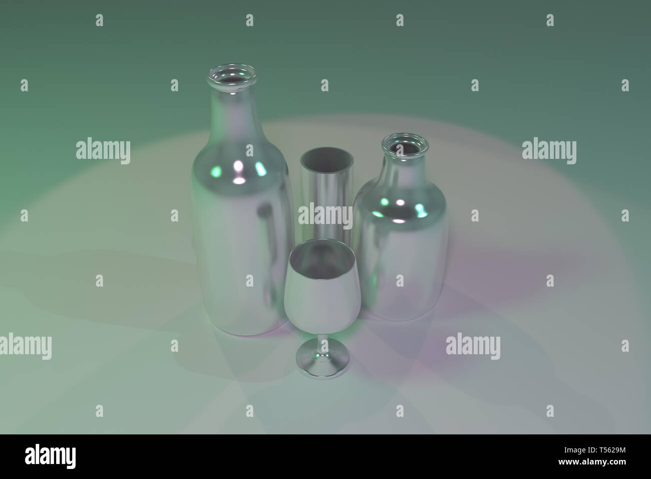 Abstract bottle & glass concepture still life, CGI composition, for web ...