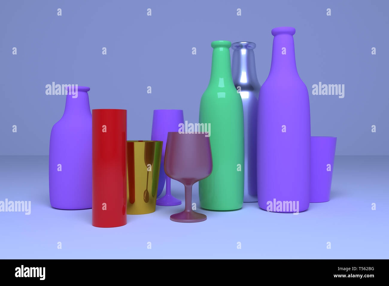Colorful Background abstract, concepture still life bottle & glass CGI ...