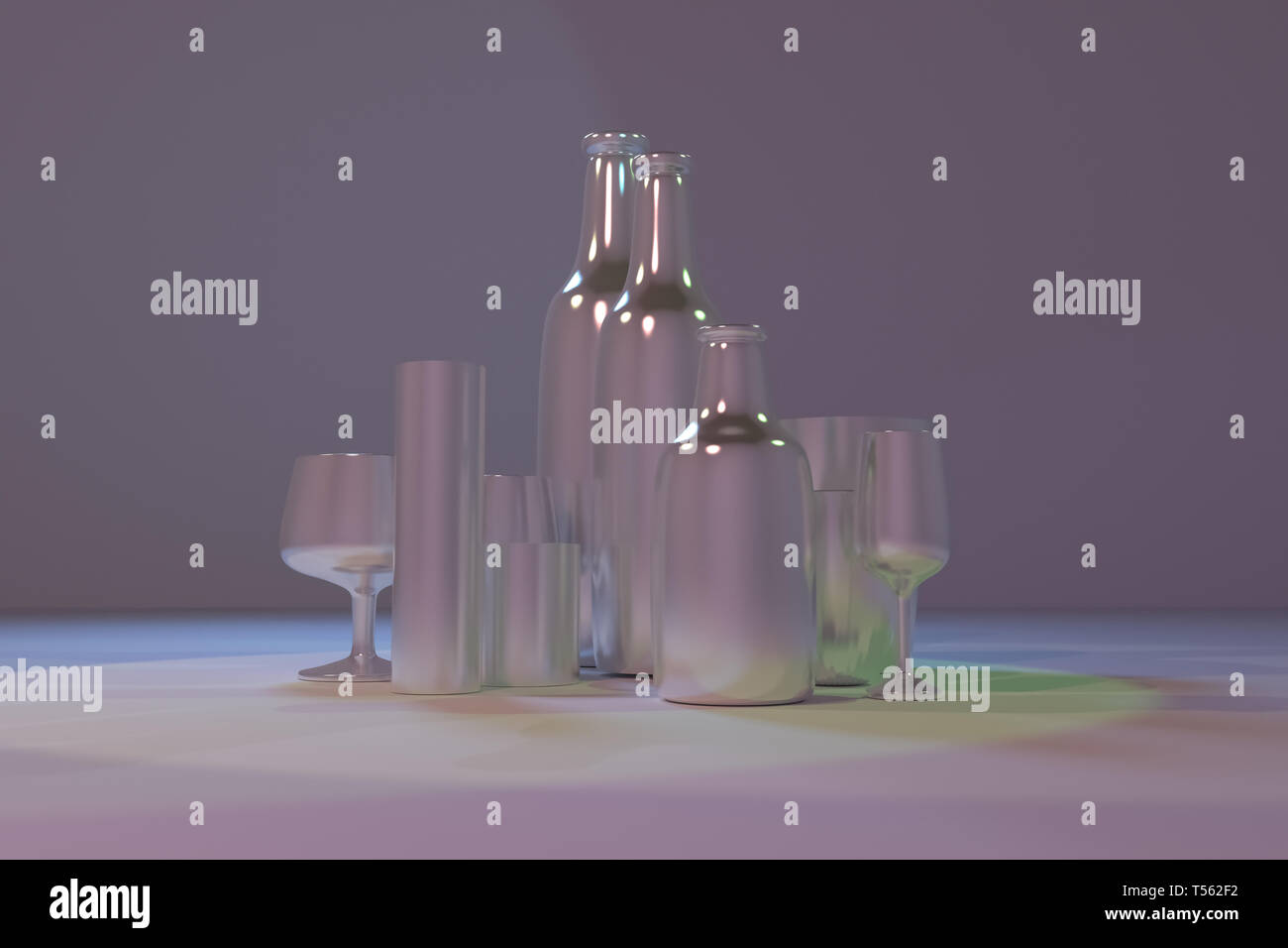 CGI composition, concepture still life bottle & glass, for design ...