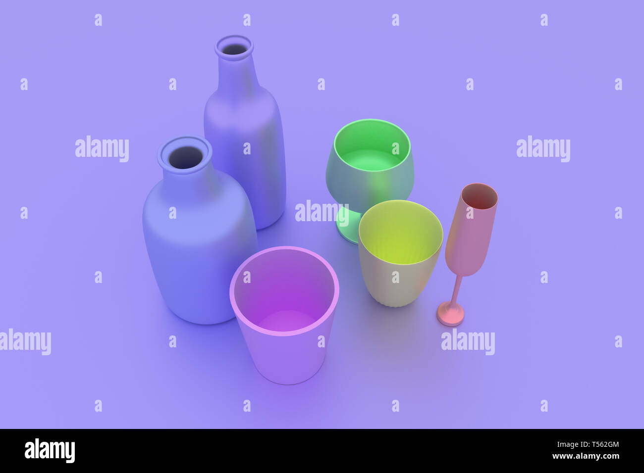 Colorful Background abstract, concepture still life bottle & glass CGI ...