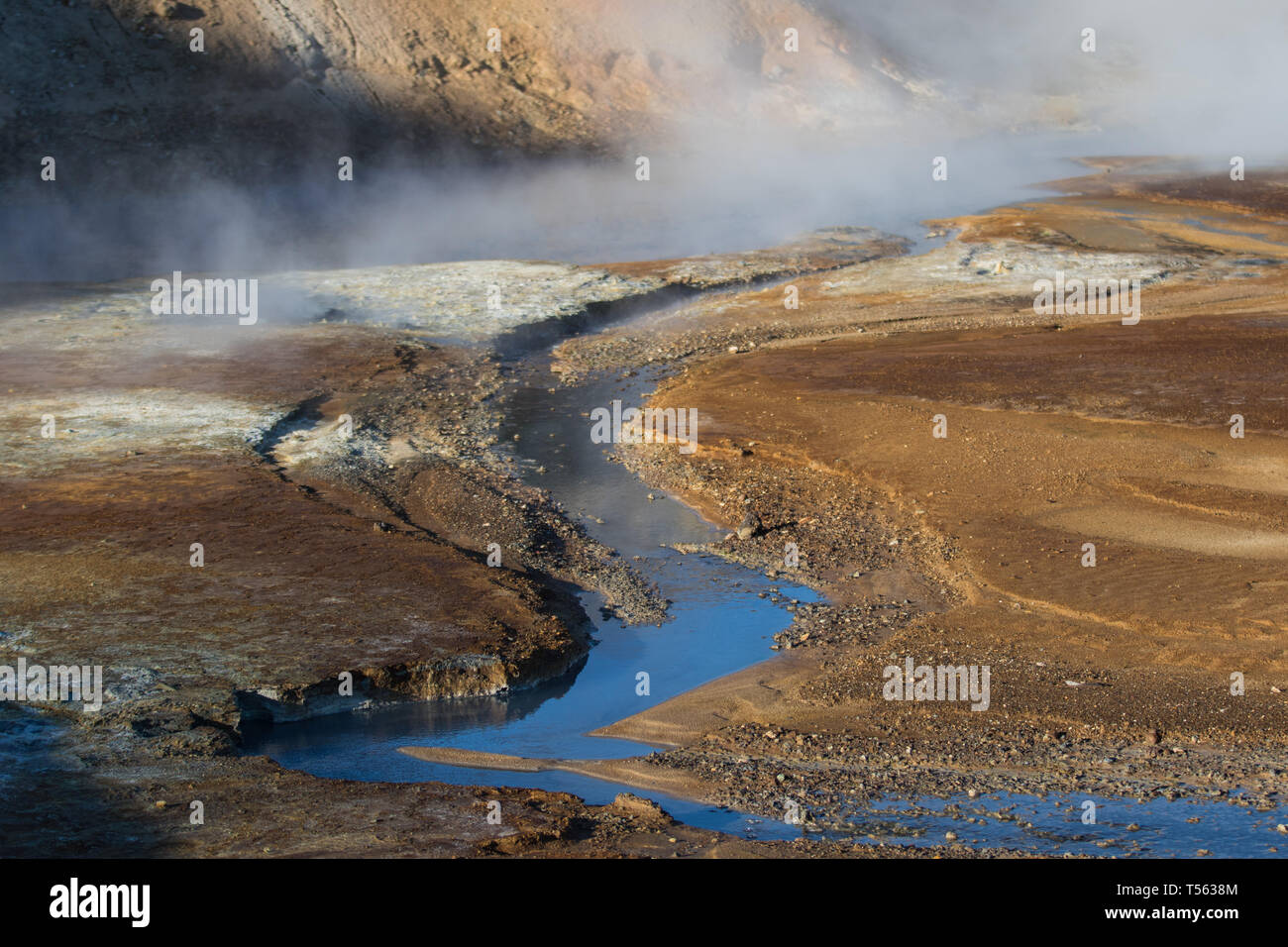 Iceland geothermal. Namafjall - area in field of Hverir. Landscape ...