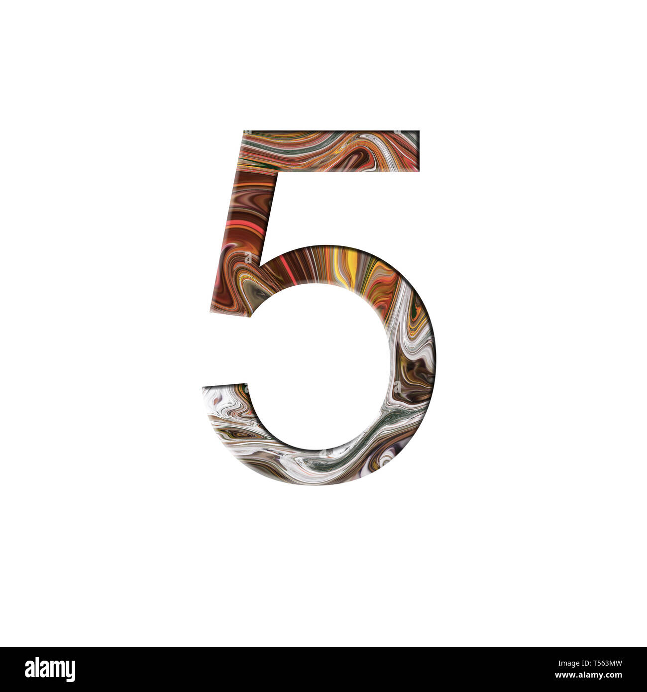 Number 5 illustration - liquid wave style. Design elements. Isolated ...