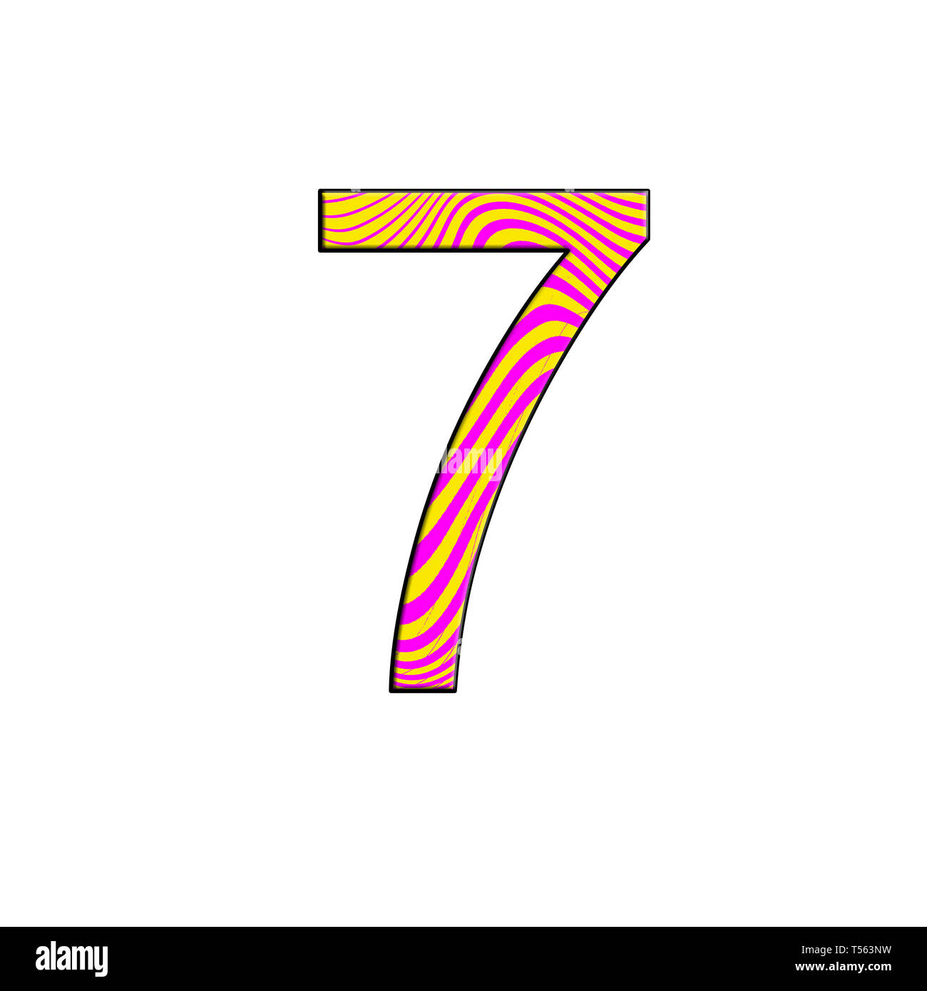illustration painted pink and yellow color , elements design, number 7 ...