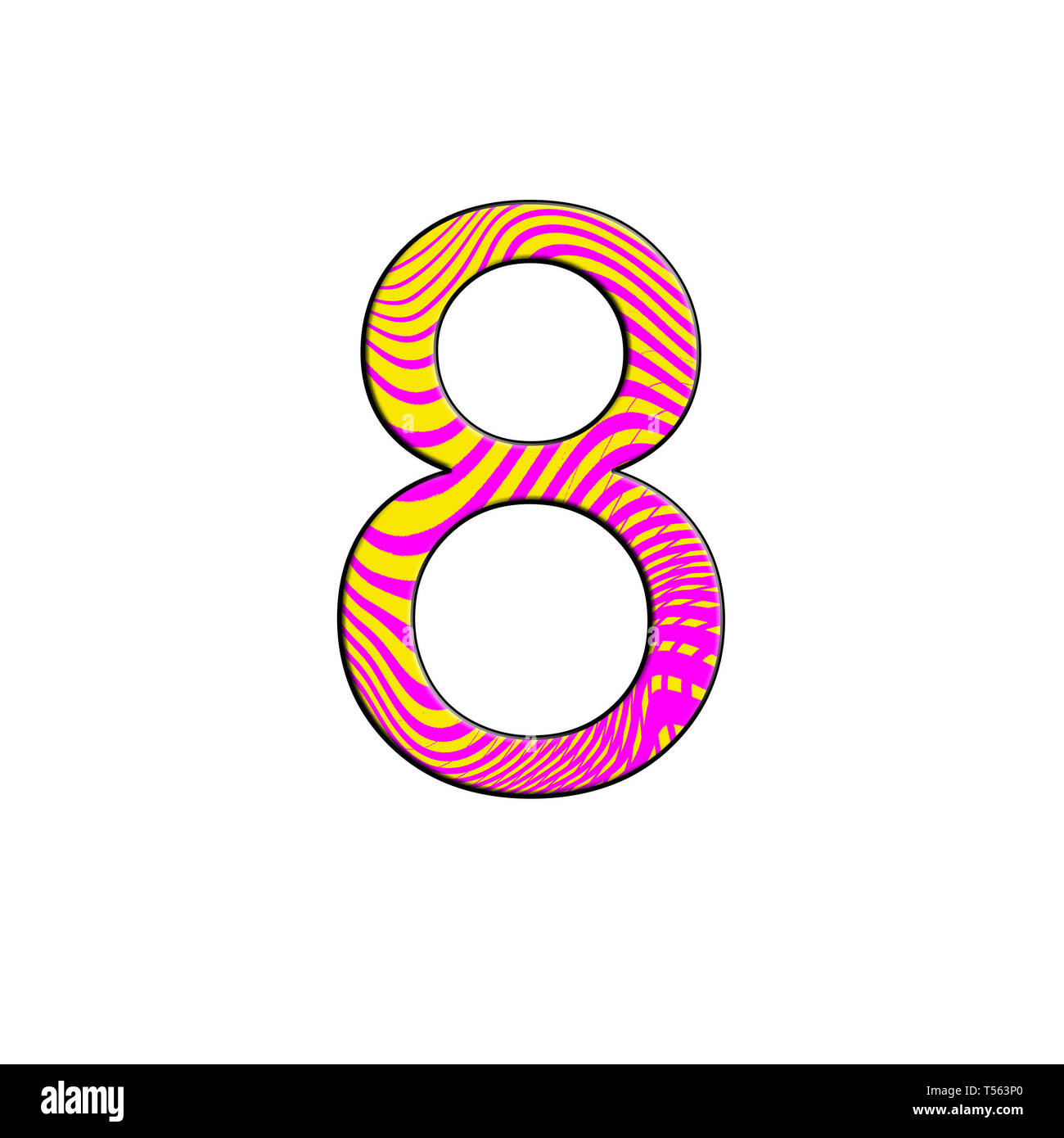 illustration painted pink and yellow color , elements design, number 8 ...
