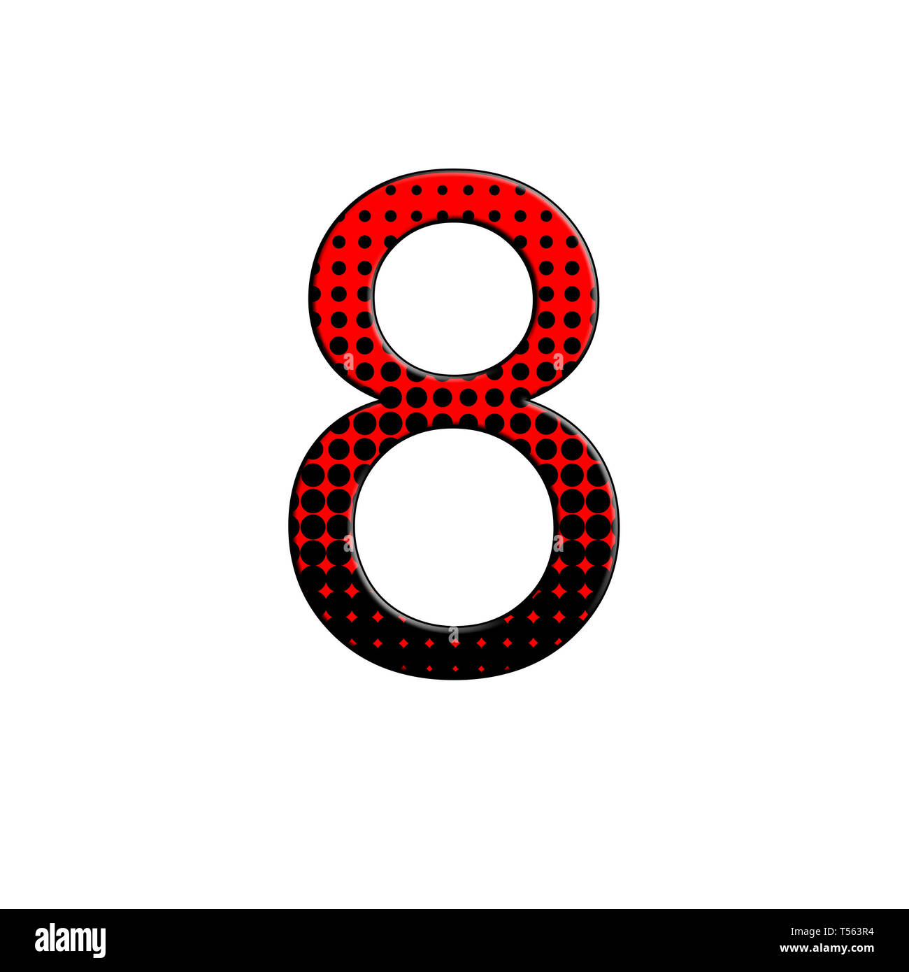 Number 8 illustration on isolated white background. Halftone duotone ...