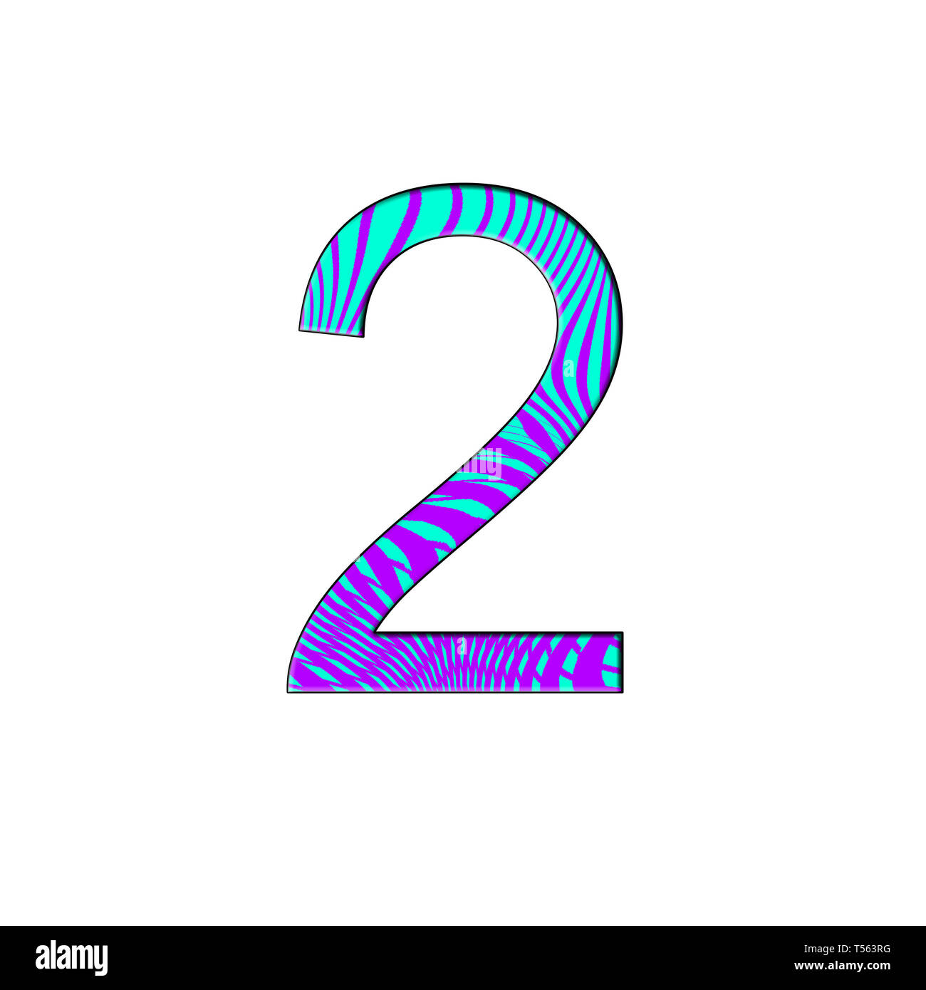 Number 2 illustration on isolated white background. Halftone duotone ...