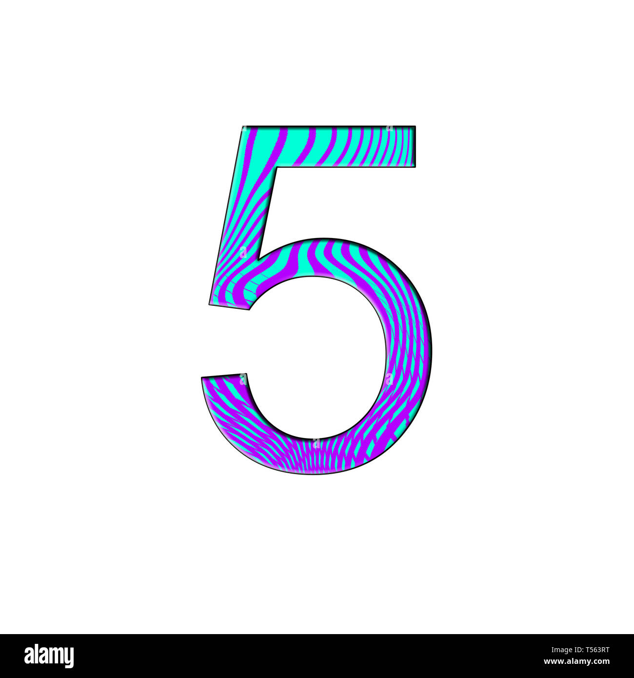 Number 5 illustration on isolated white background. Halftone duotone ...