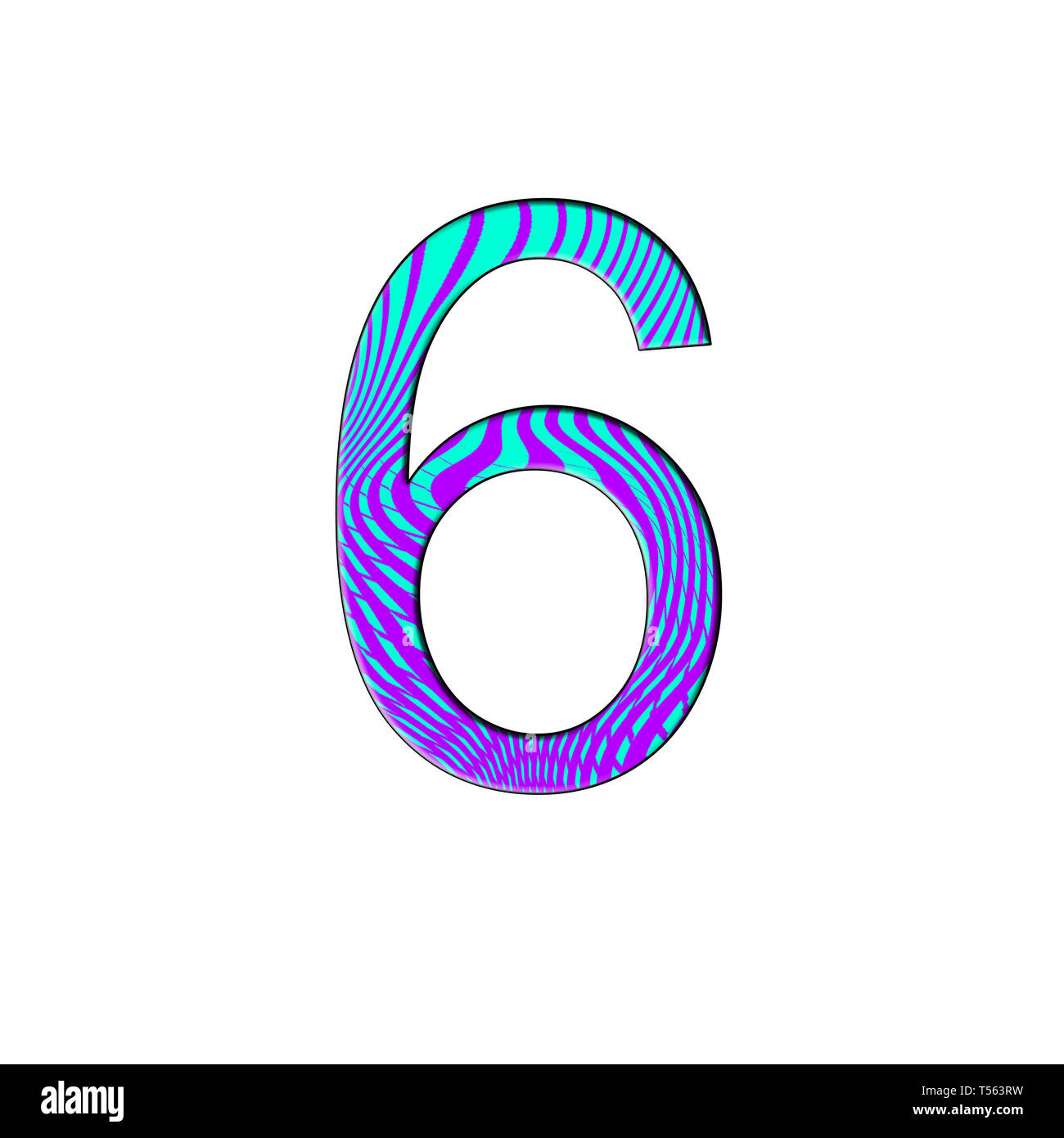 Number 6 illustration on isolated white background. Halftone duotone ...