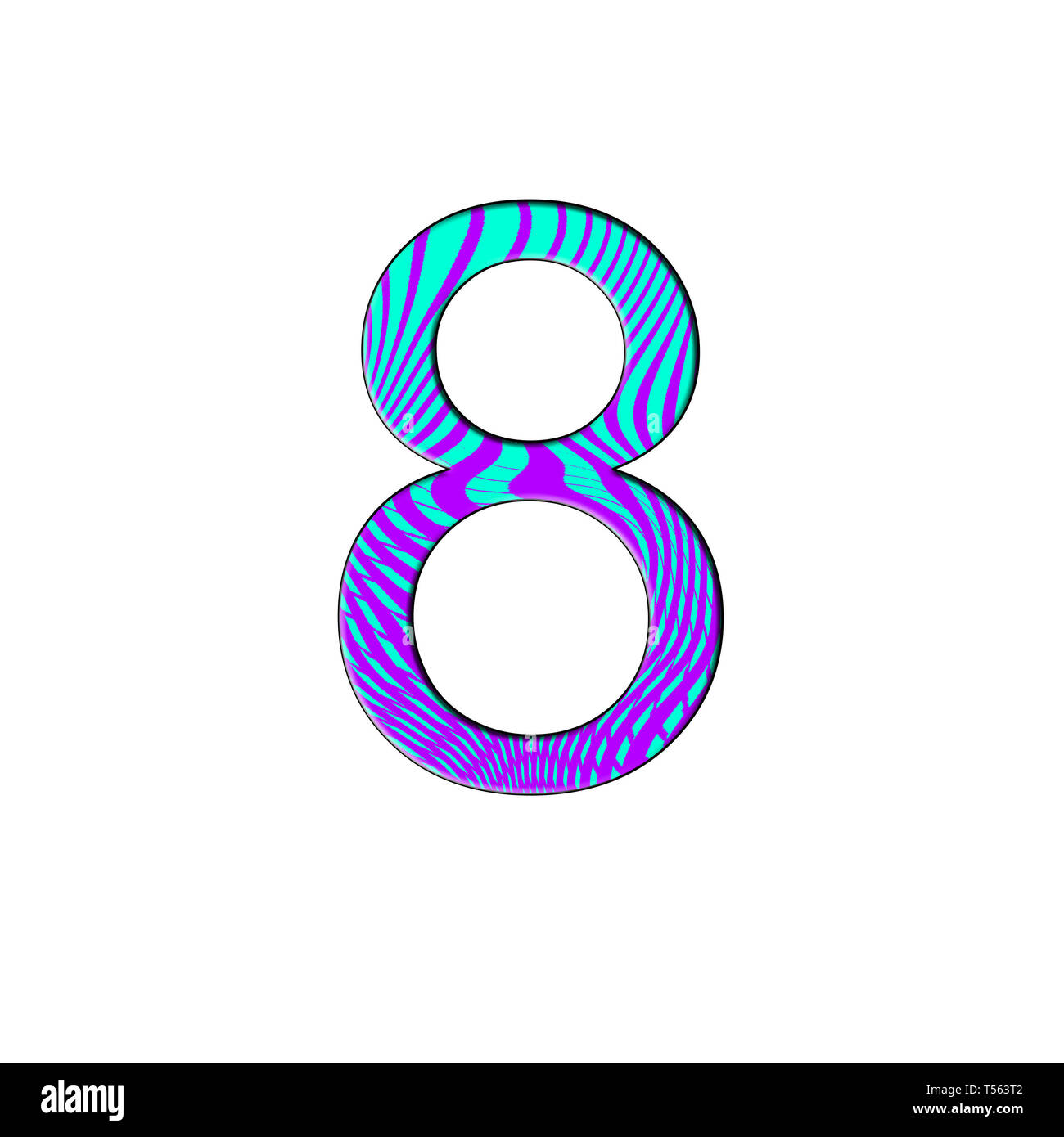 Number 8 illustration on isolated white background. Halftone duotone ...