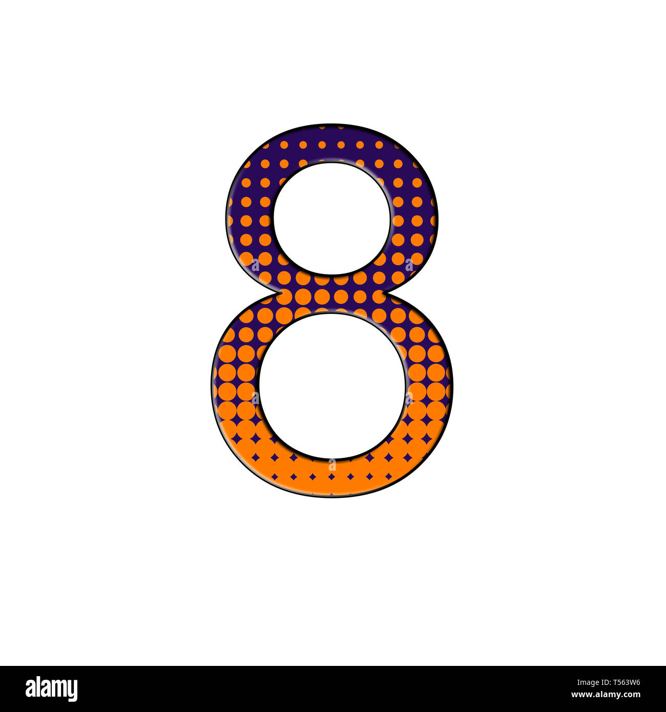 Number 8 illustration on isolated white background. Halftone duotone ...