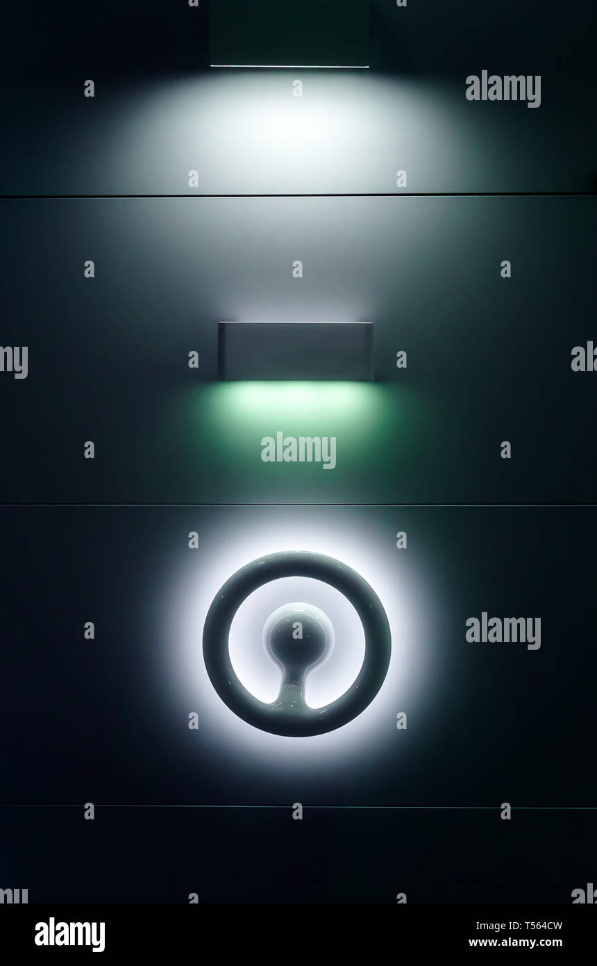 Abstract blue lights and shadows on the wall Stock Photo - Alamy