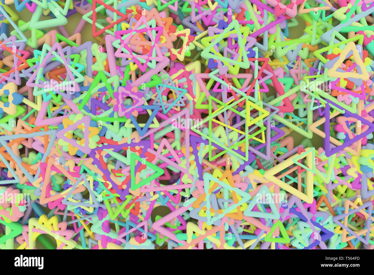 CGI geometric, bunch of triangle & star view from top, for design ...