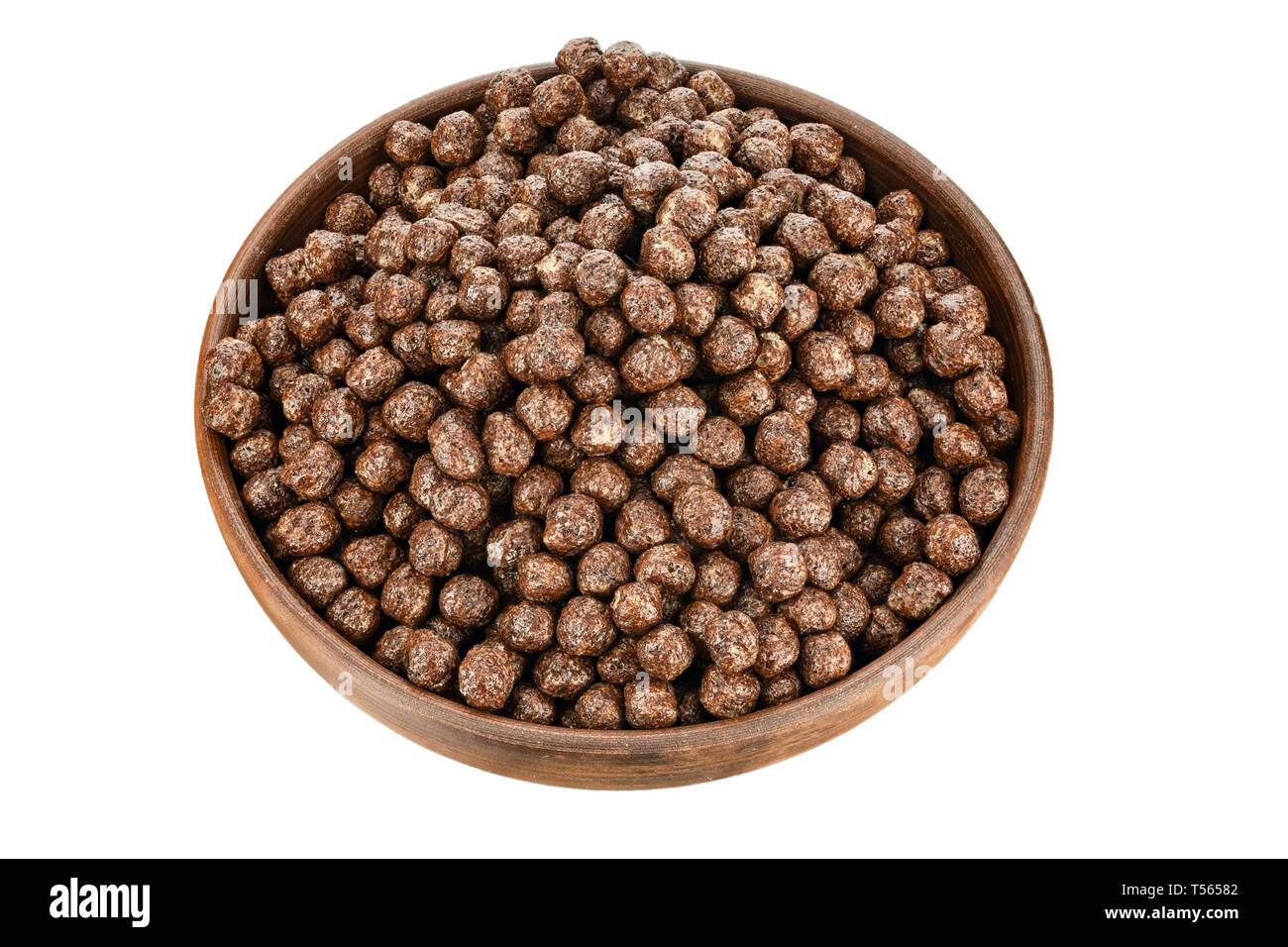 chocolate corn balls breakfast in a plate. isolated on white background ...
