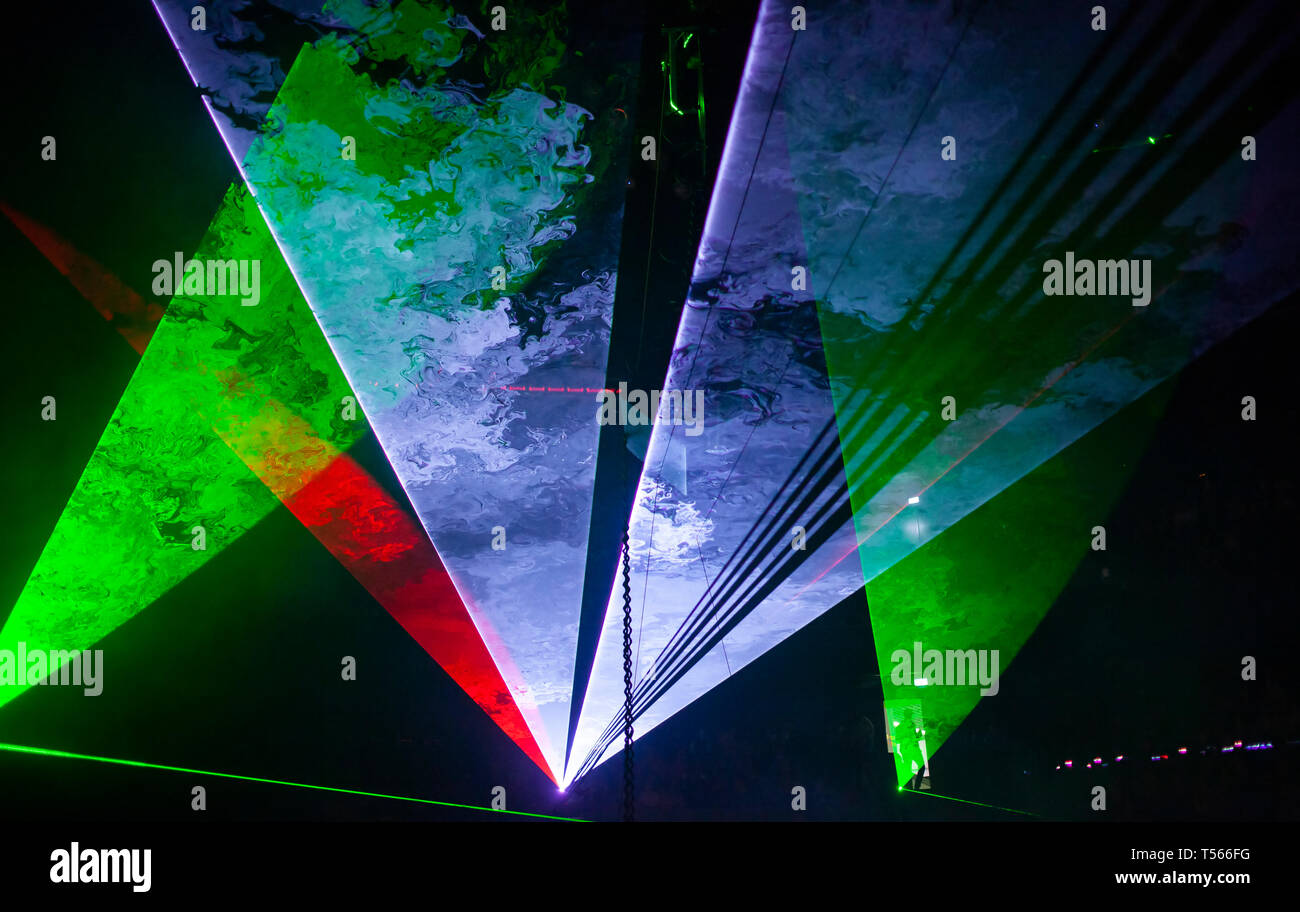 futuristic lights. Cyberpunk, Abstract lasers, Hi tech retro background ...