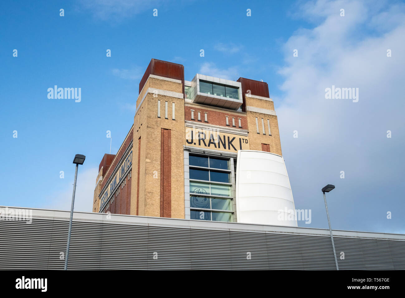 Looking up at the exterior of the old J. Rank Baltic flour mill, now ...