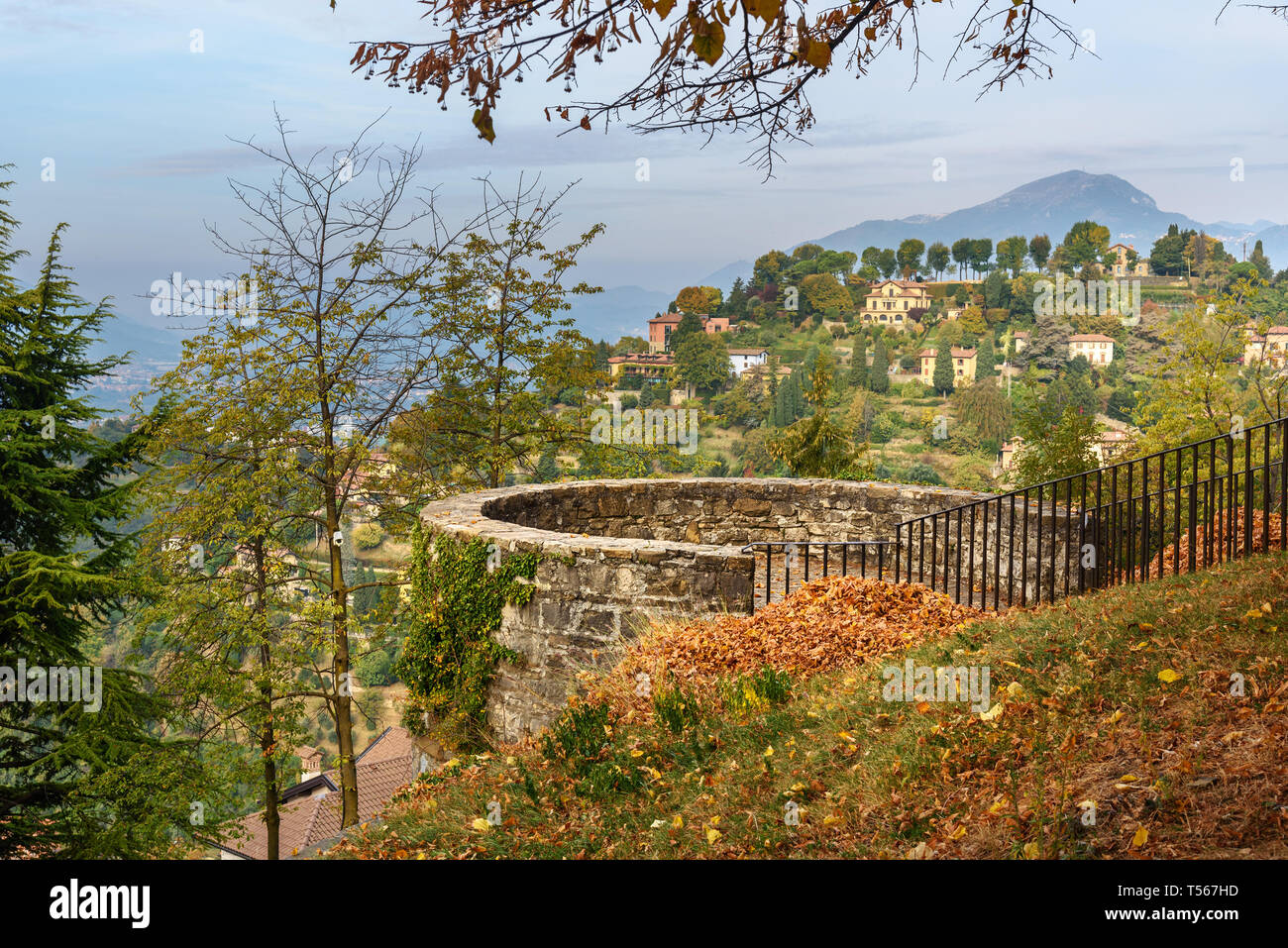 On top of San Vigilio castle in Bergamo. Italy Stock Photo - Alamy