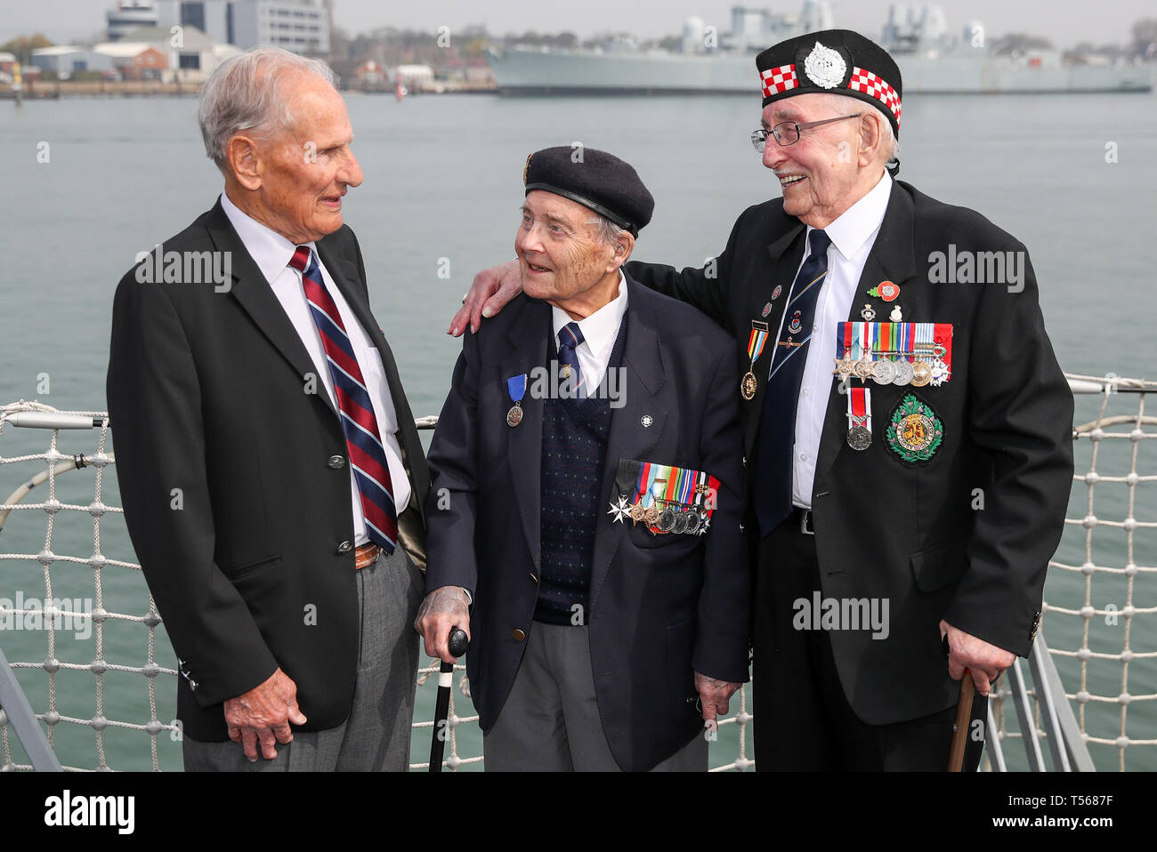 (left to right) D-Day veterans Greg Hayward, 93, who served with the ...