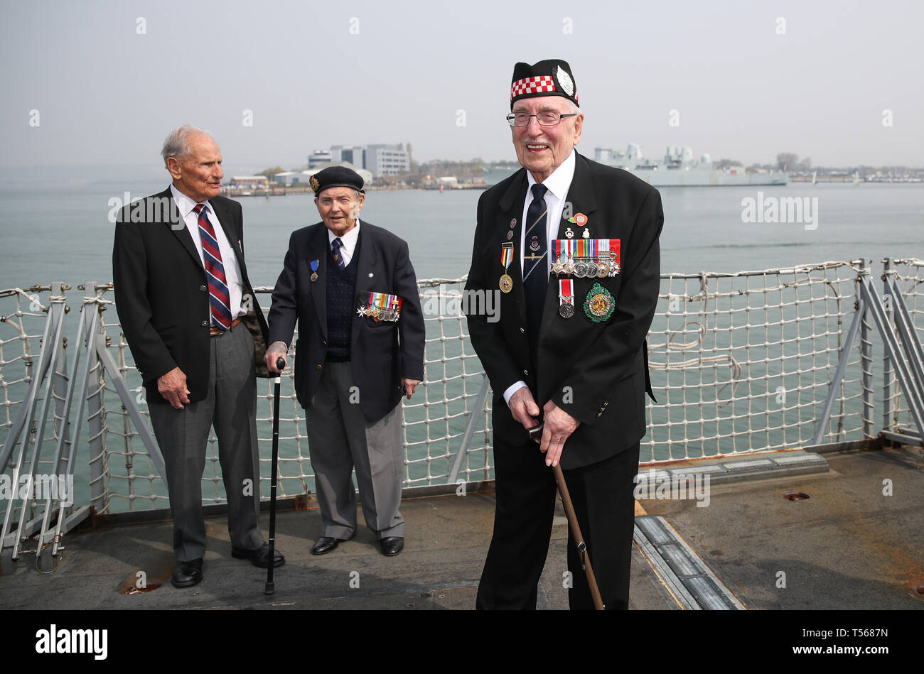 (left to right) D-Day veterans Greg Hayward, 93, who served with the ...