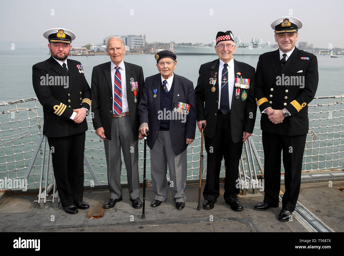 Embargoed to 0001 Monday April 22 (left to right) Commodore Mike Utley ...