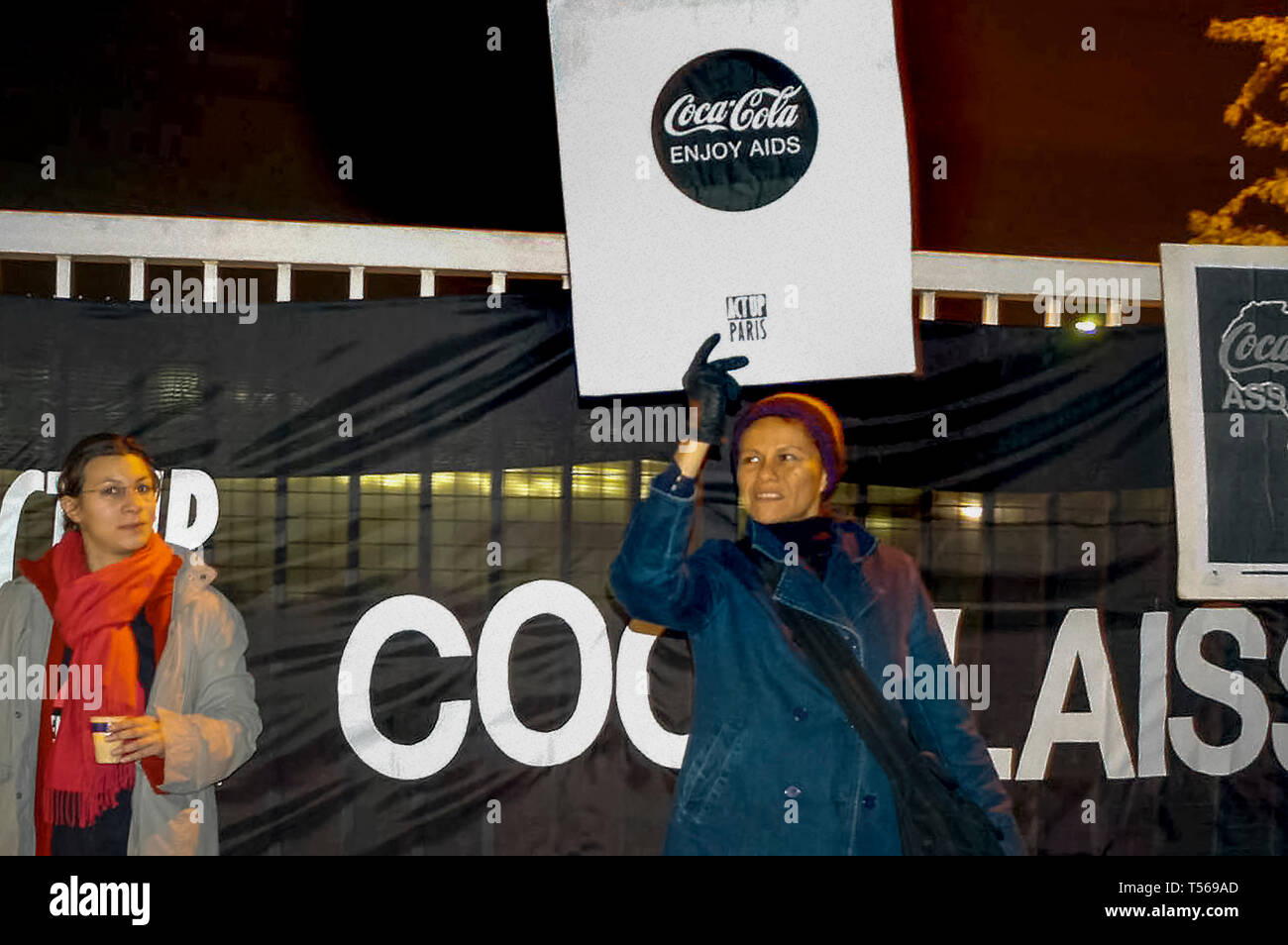 Grigny, FRANCE, Act Up Paris AIDS Activists block acces to Coca Cola ...