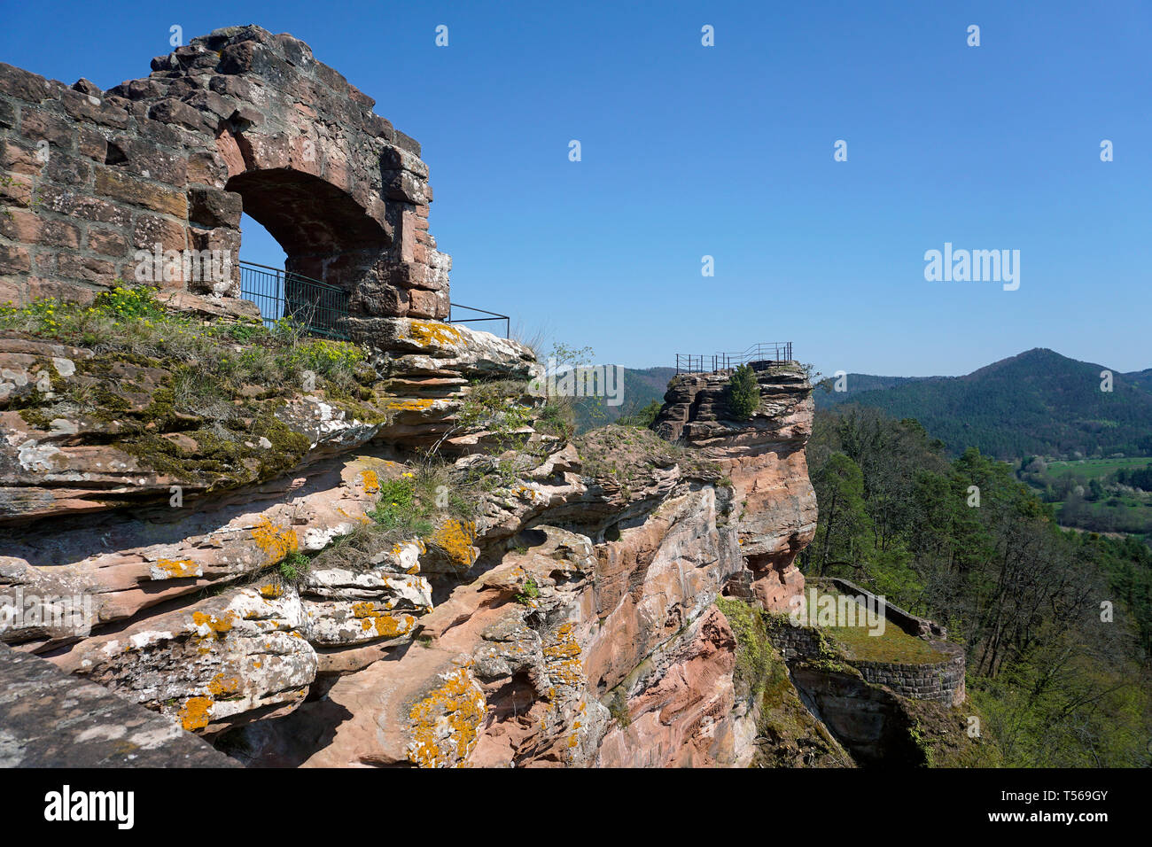 Ruins of rock castle Altdahn, a medieval fortress at village Dahn ...