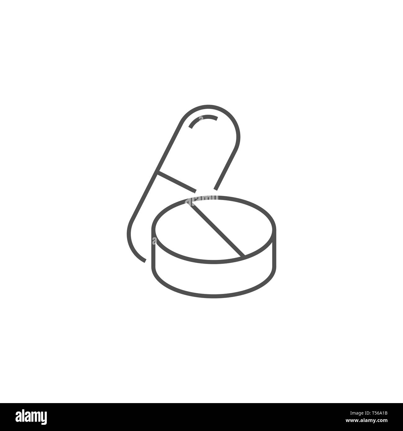Pills Related Vector Line Icon. Drugs. Isolated on White Background ...
