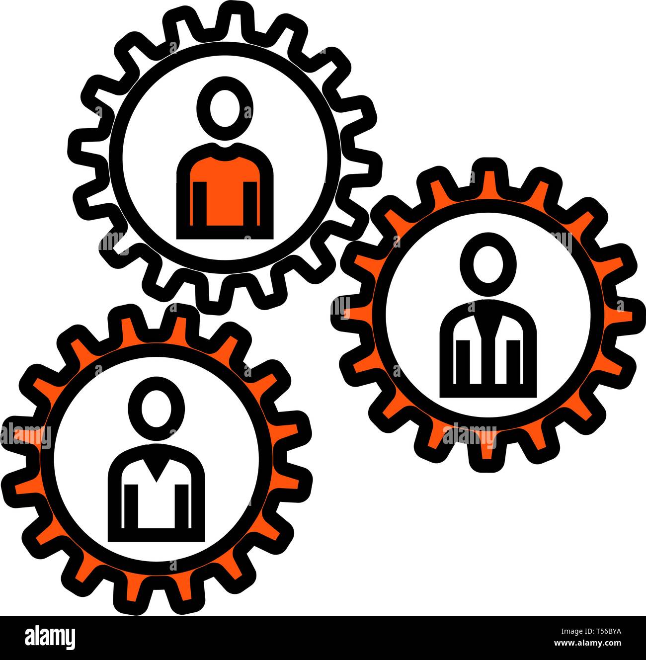 Teamwork Icon. Thin Line With Orange Fill Design. Vector Illustration ...