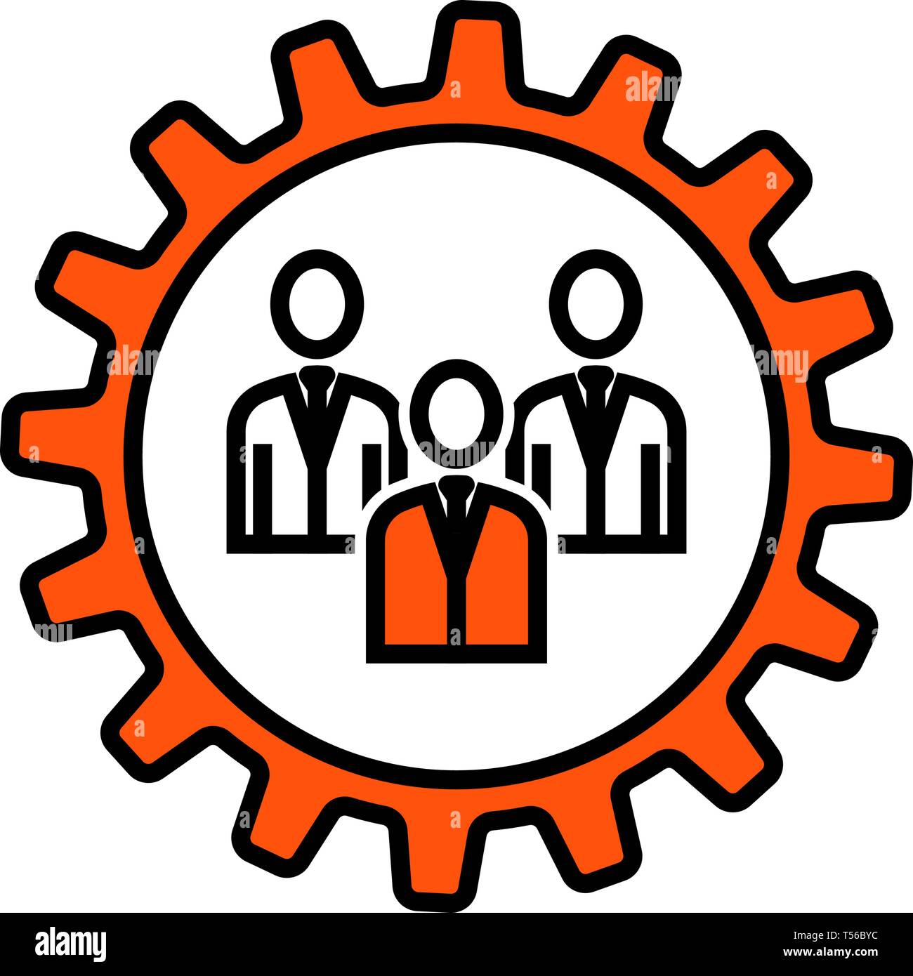 Teamwork Icon. Thin Line With Orange Fill Design. Vector Illustration ...