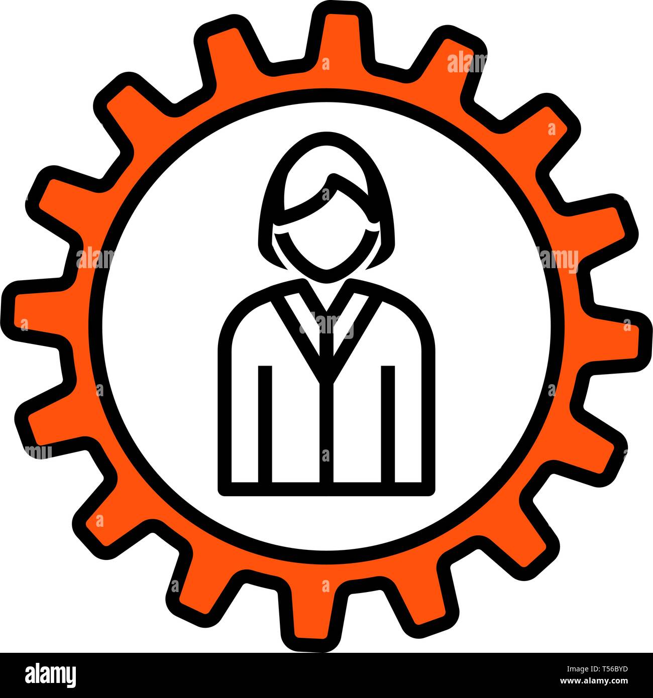 Teamwork Icon. Thin Line With Orange Fill Design. Vector Illustration ...
