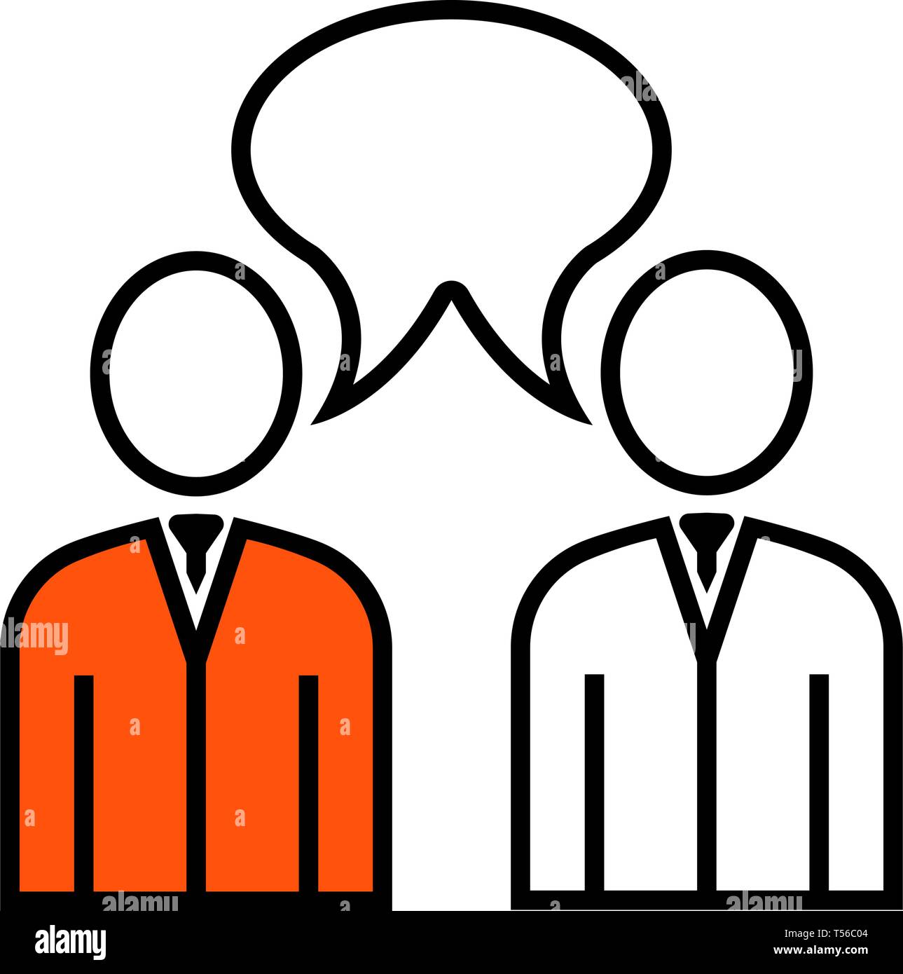 Chat Icon. Thin Line With Orange Fill Design. Vector Illustration Stock ...