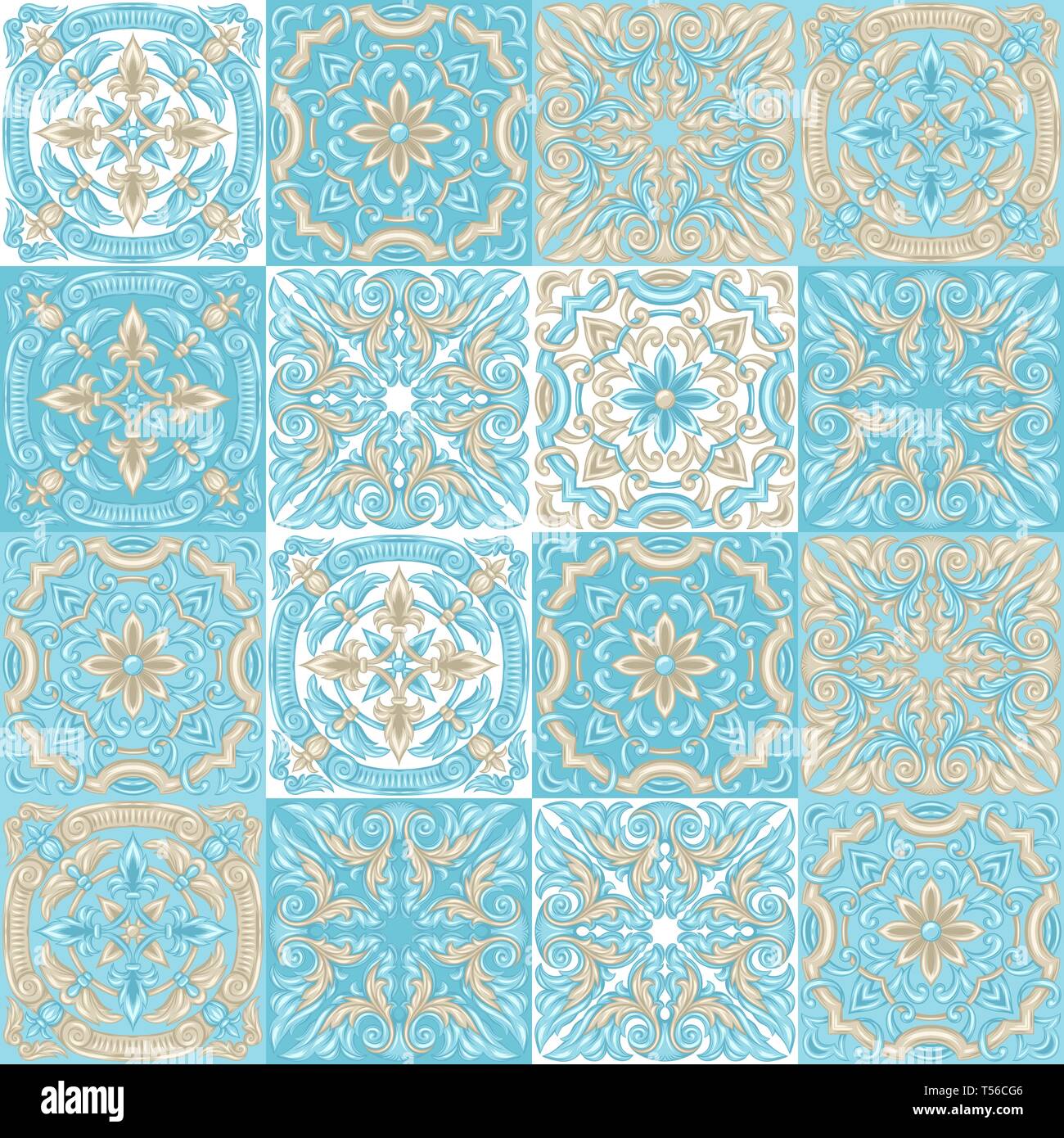 Portuguese azulejo ceramic tile pattern Stock Vector Image & Art - Alamy