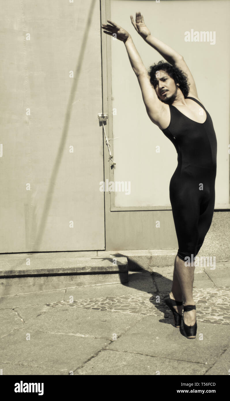 Ballet dancer man with black mallot and ballet tips Stock Photo - Alamy