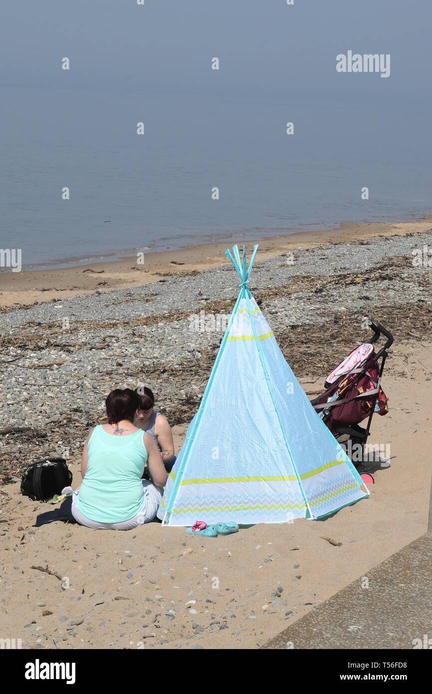 Cleveleys Blackpool Lancashire UK 21st April 2019- Tee-pee by the sea ...