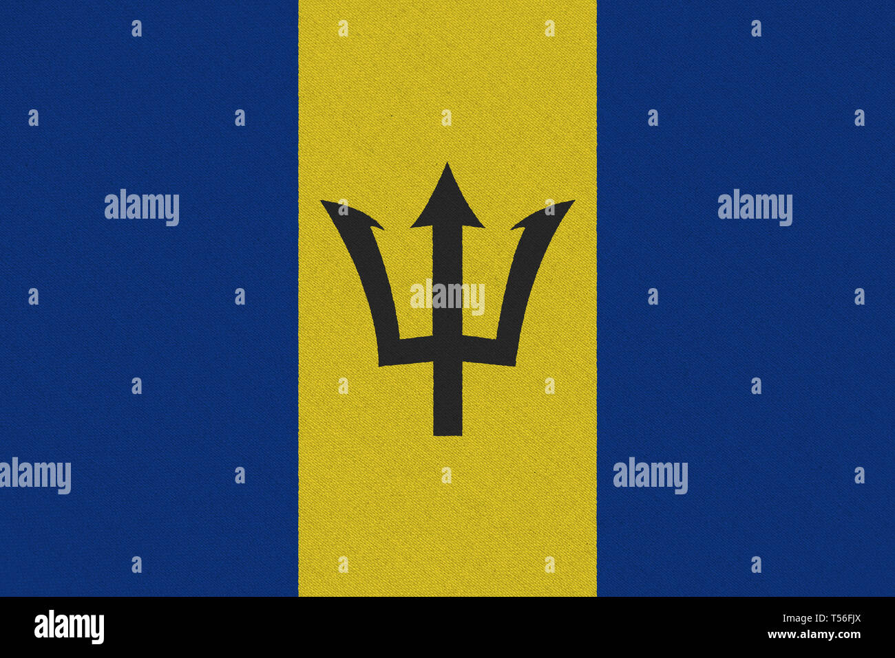 Barbados fabric flag. Patriotic background. National flag of Barbados ...