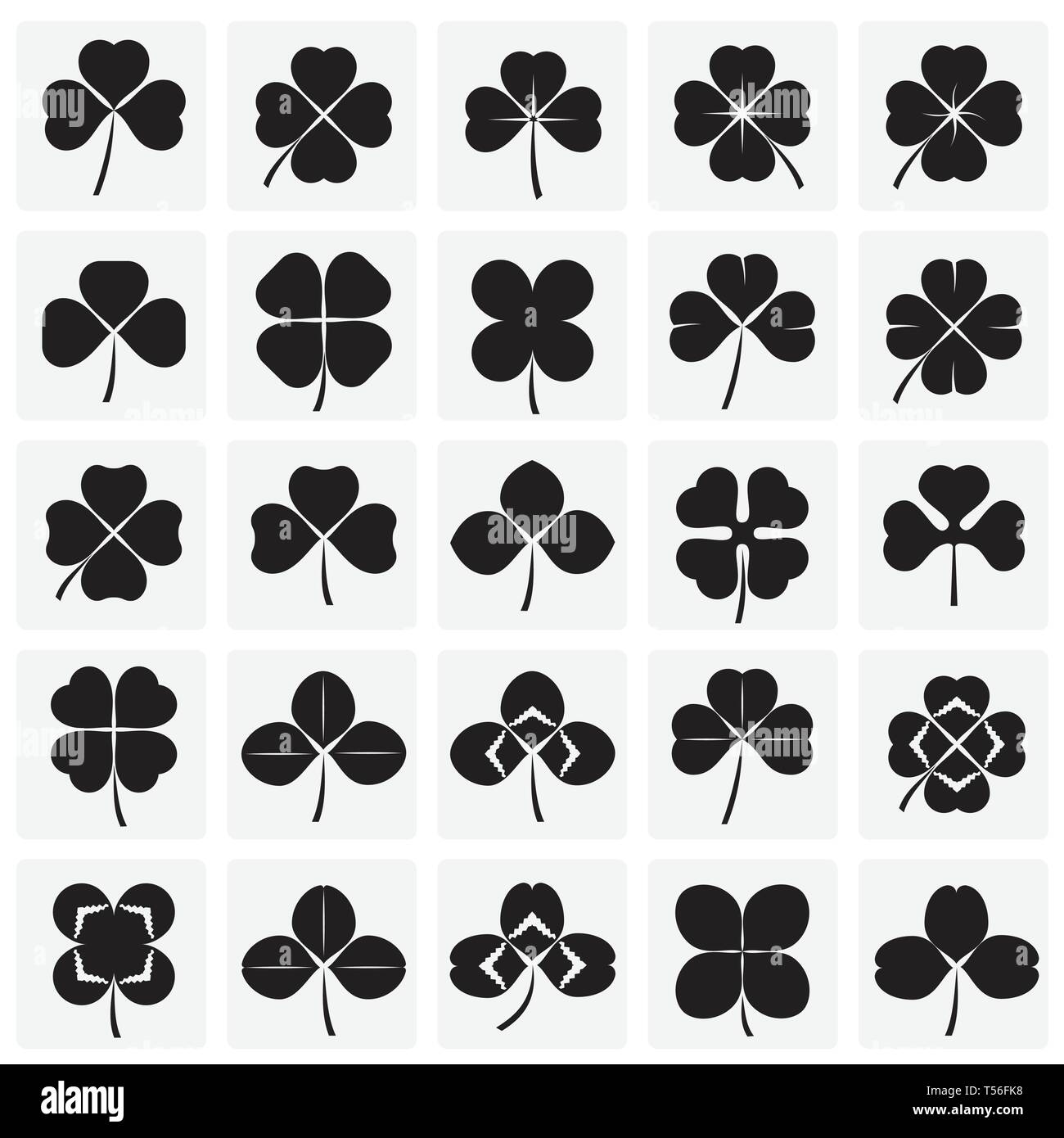 Clover icons set on squres background for graphic and web design ...