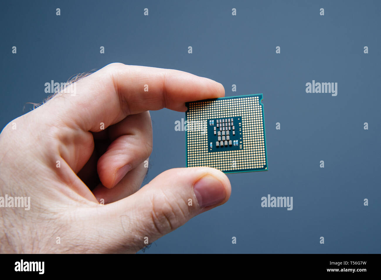 Male IT professional holding in hand new powerful CPU Central ...