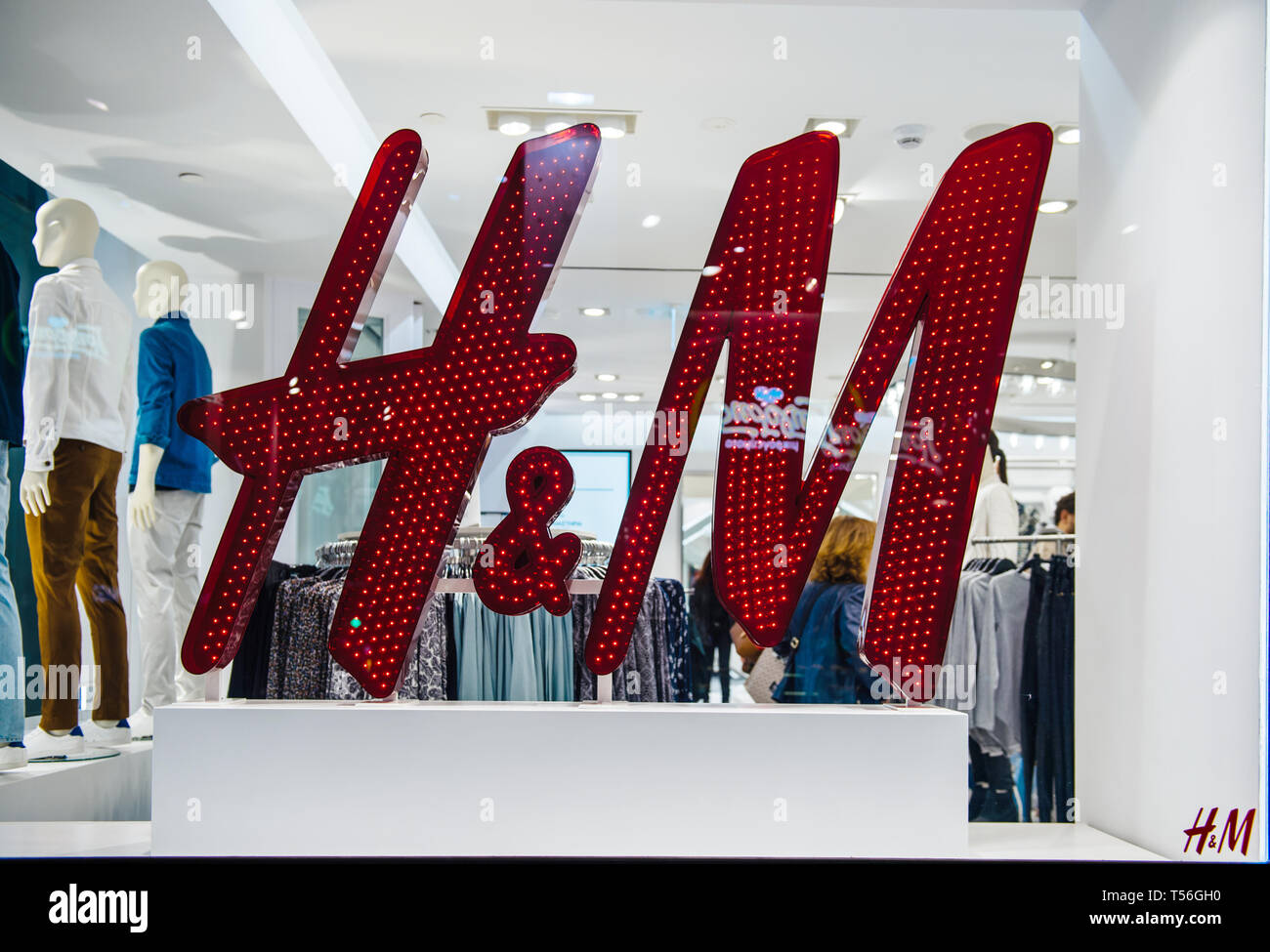 Athens, Greece - 26 Mar 2016: Detail of H and M Hennes Mauritz AB ...