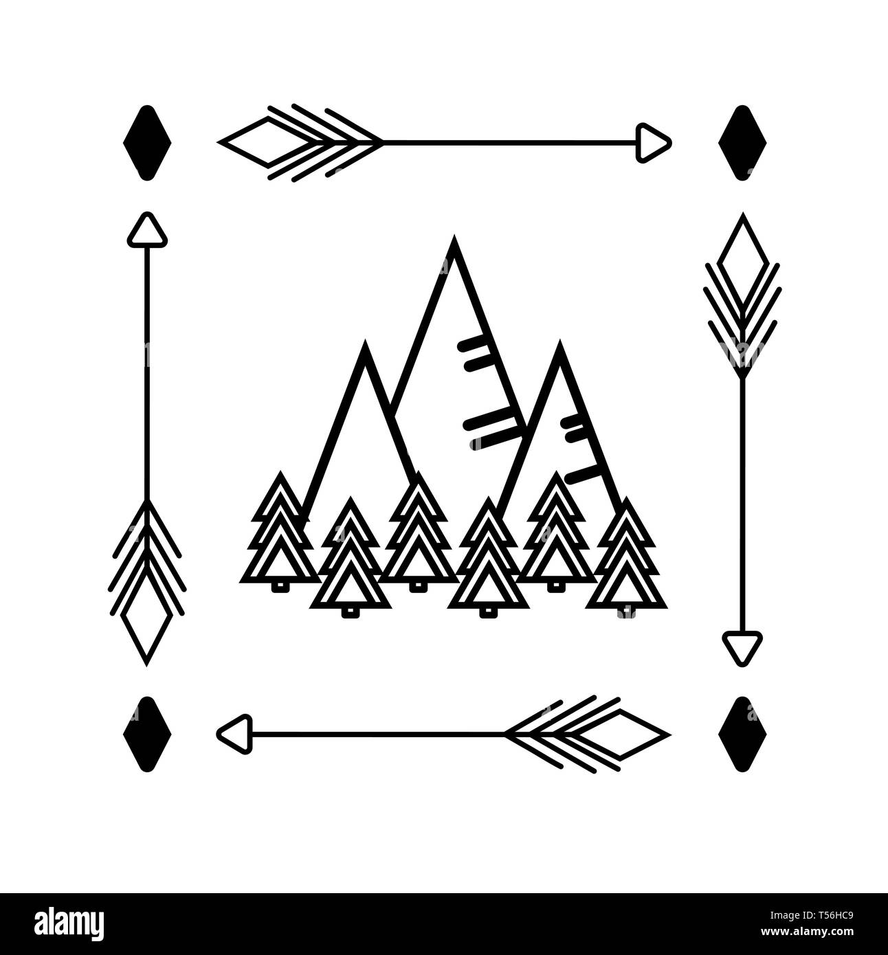 Minimalist line drawing pine Black and White Stock Photos & Images - Alamy