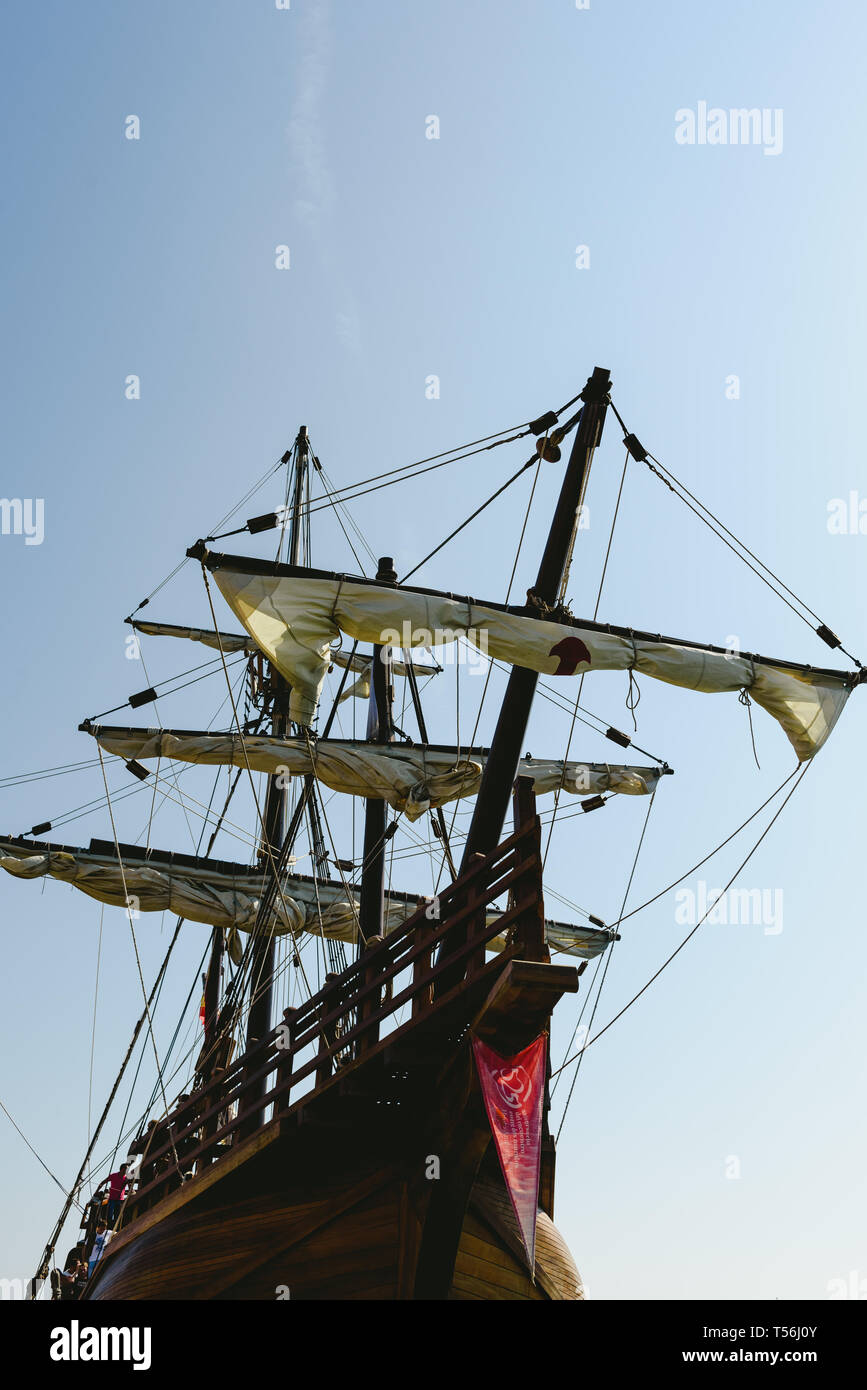 Sailboat replica of the Santa Maria boat, boat that discovered america ...