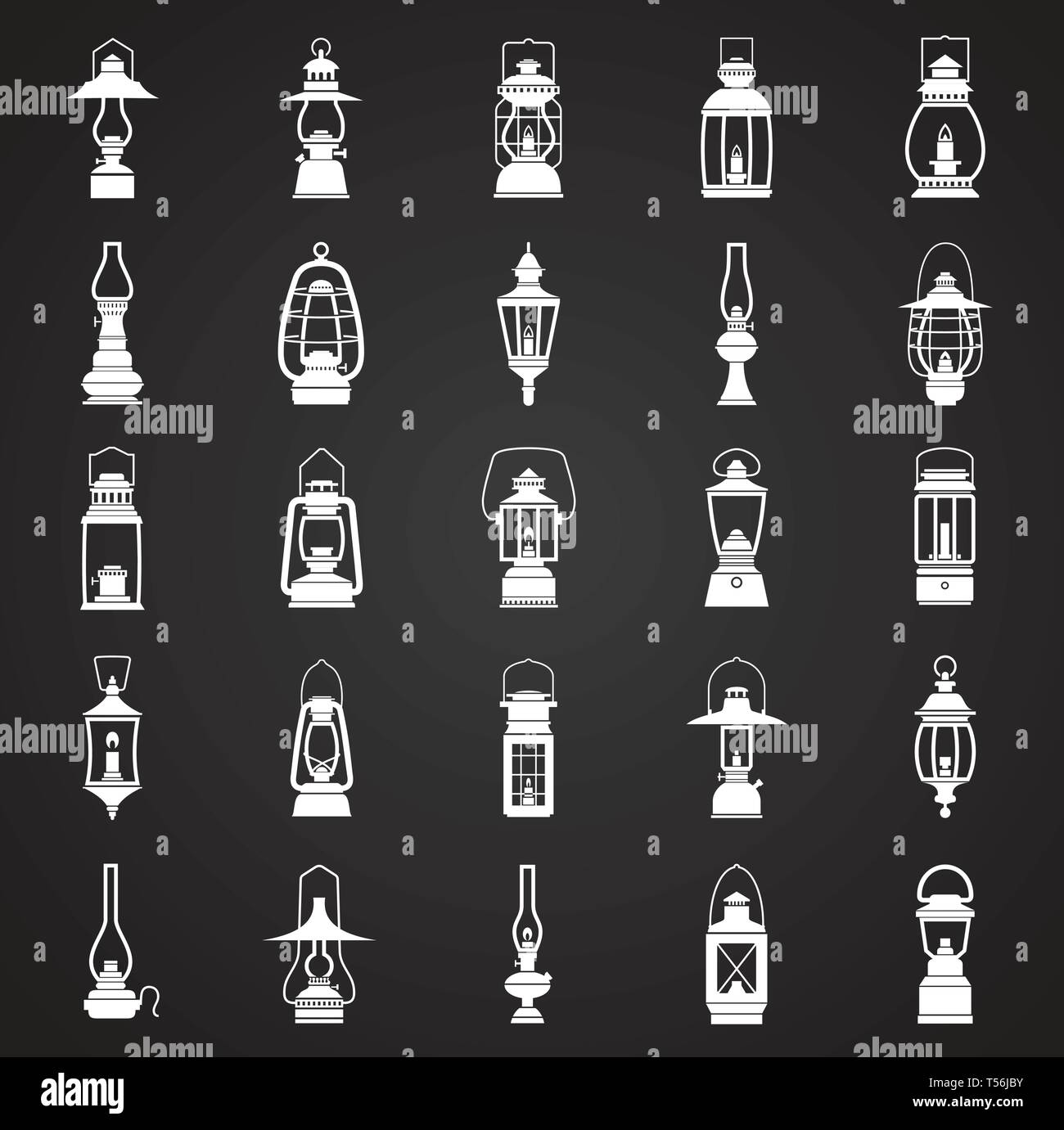 Lantern icons set on black background for graphic and web design ...