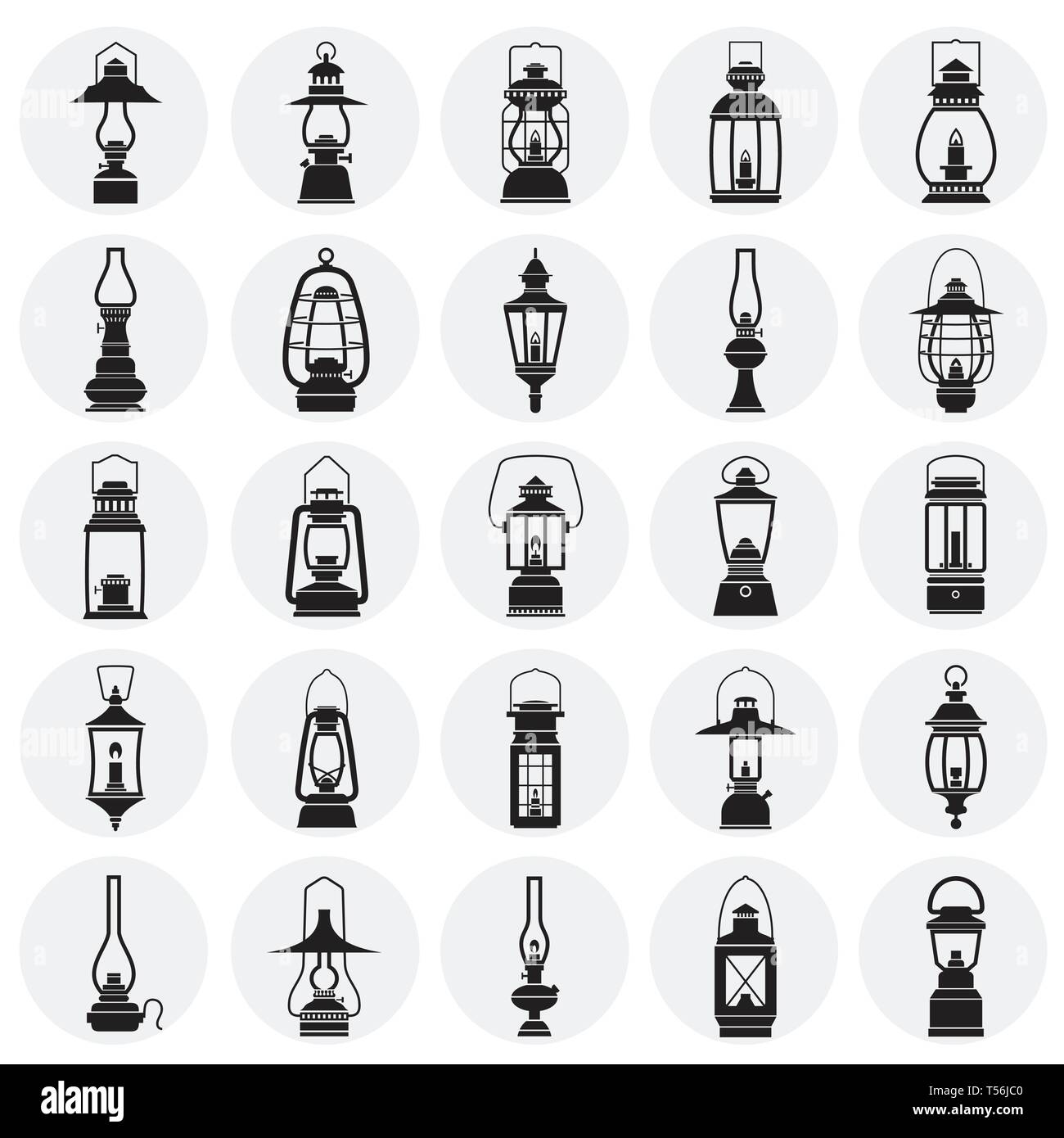 Lantern icons set on circles white background for graphic and web ...