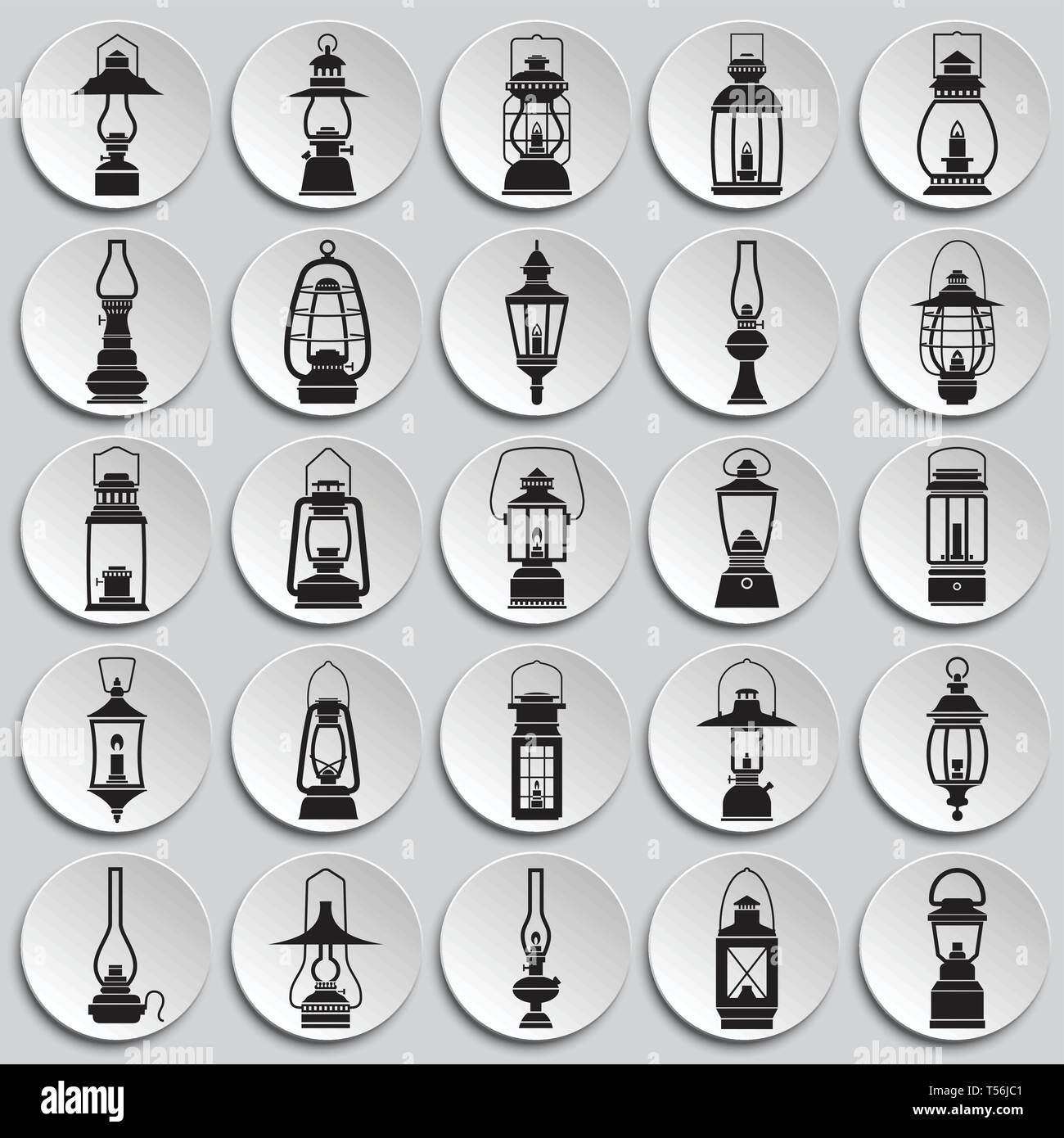 Lantern icons set on plates background for graphic and web design ...
