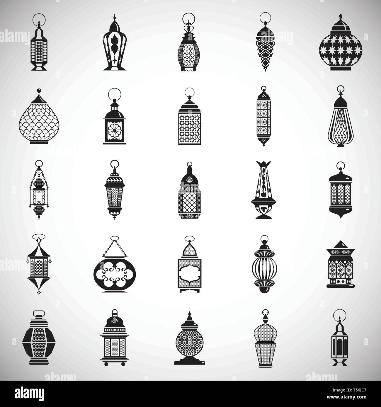 Lantern icons set on white background for graphic and web design ...