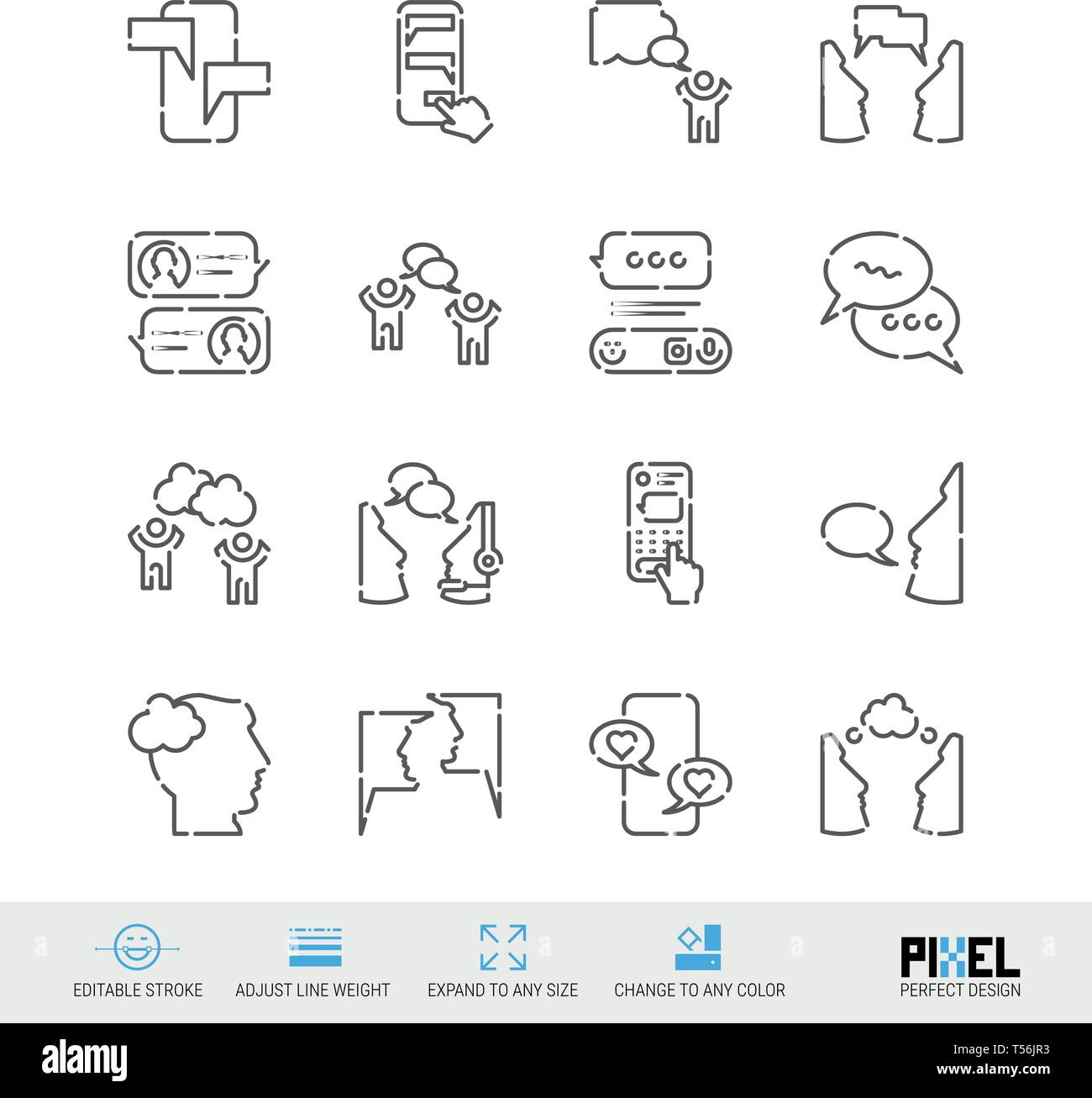 Vector Line Icon Set. Communication Related Linear Icons. Dialogue ...